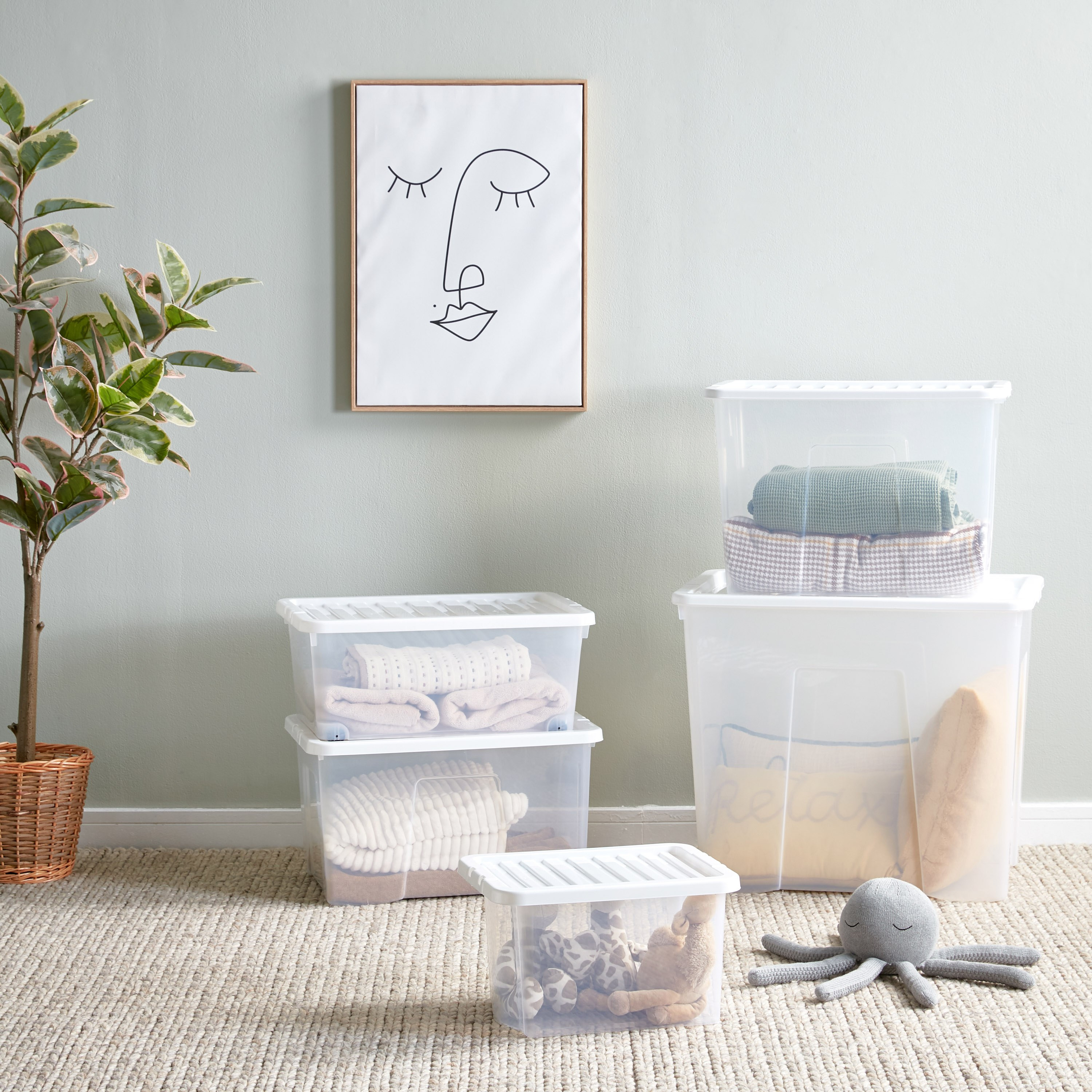 Shop Storage Box with Wheels and Lid - 45 L | Homecentre Oman