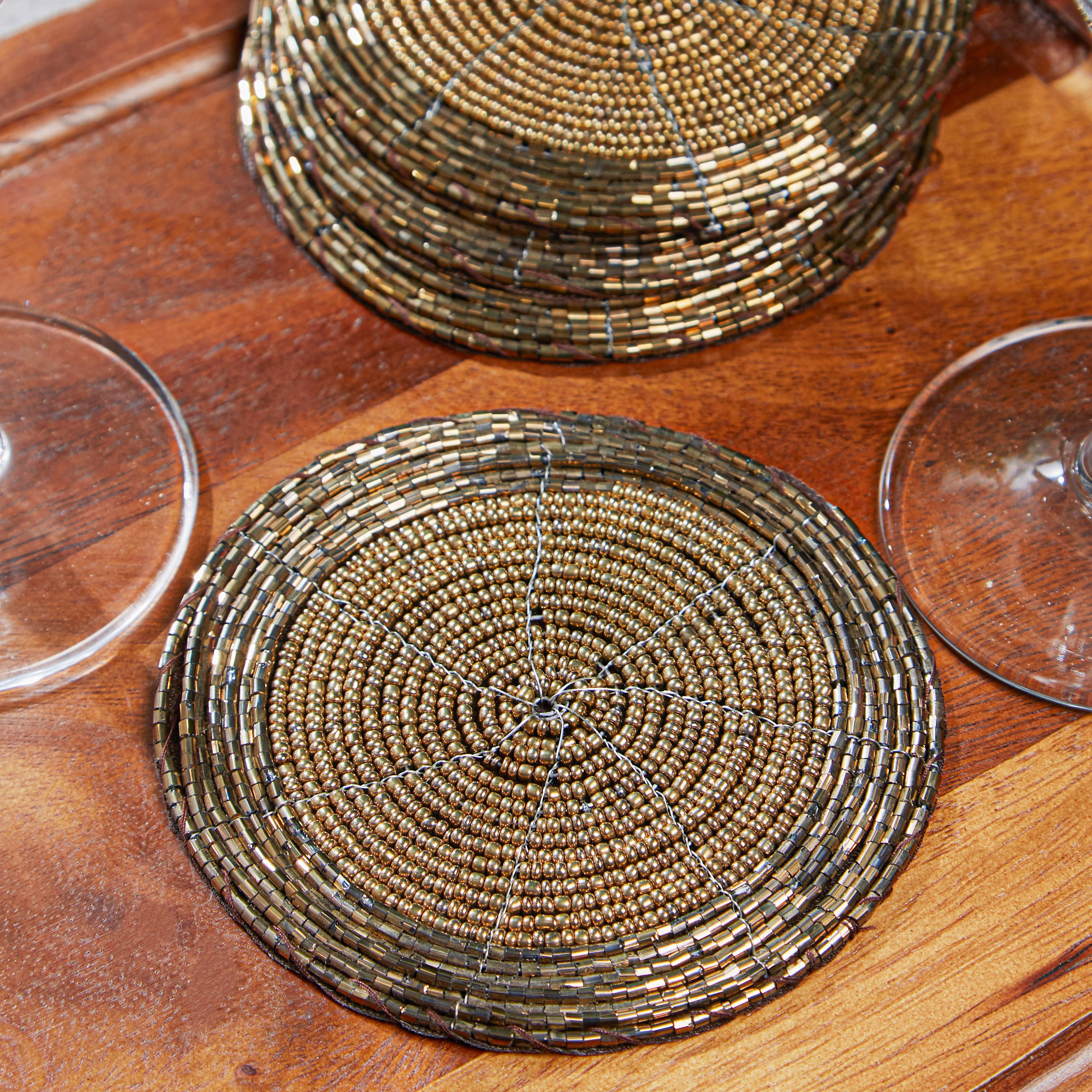 Shop Glamour Beaded Round Coasters - Set of 4 | Homecentre UAE