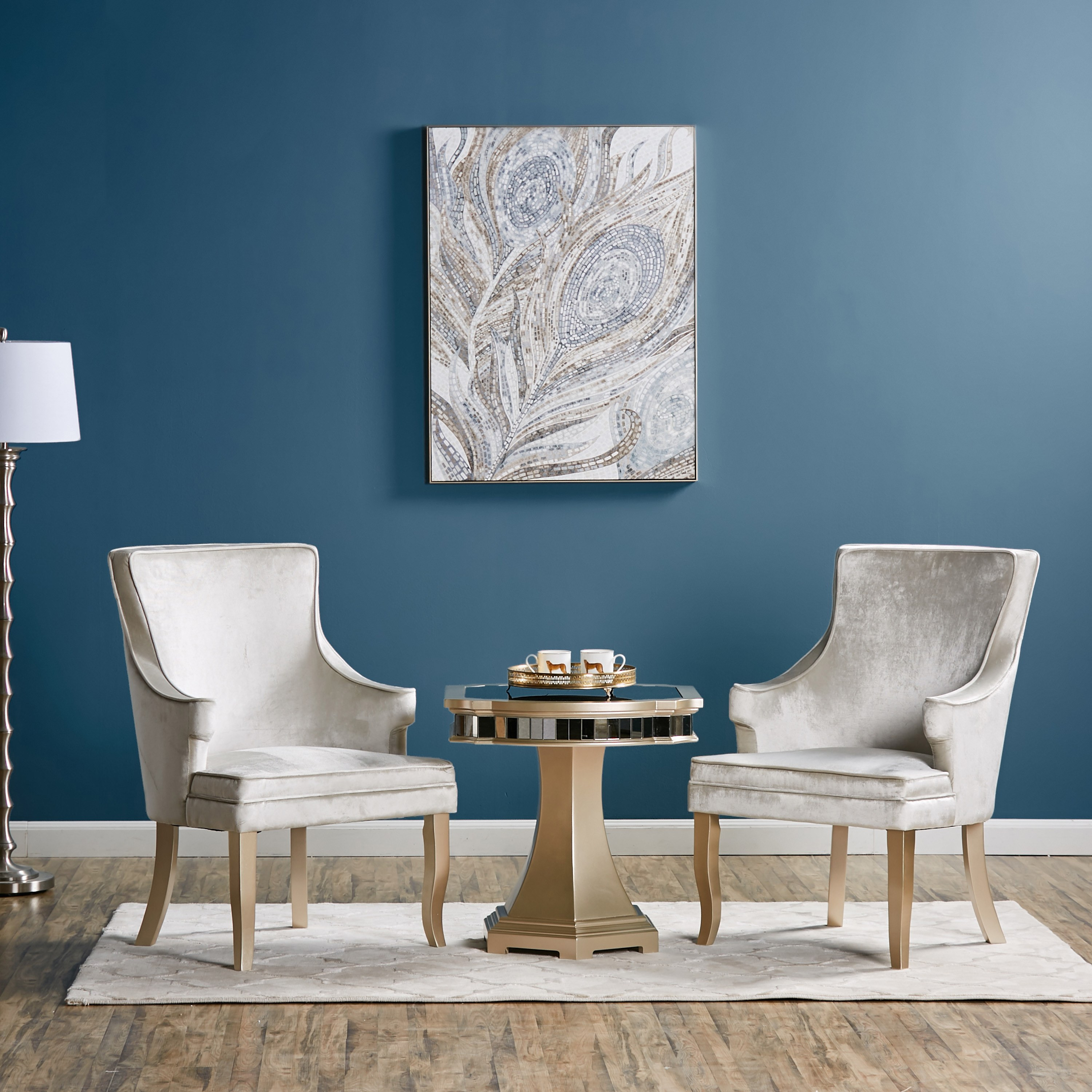 Suzani 2-Seater Mirror Top Tea Table Set