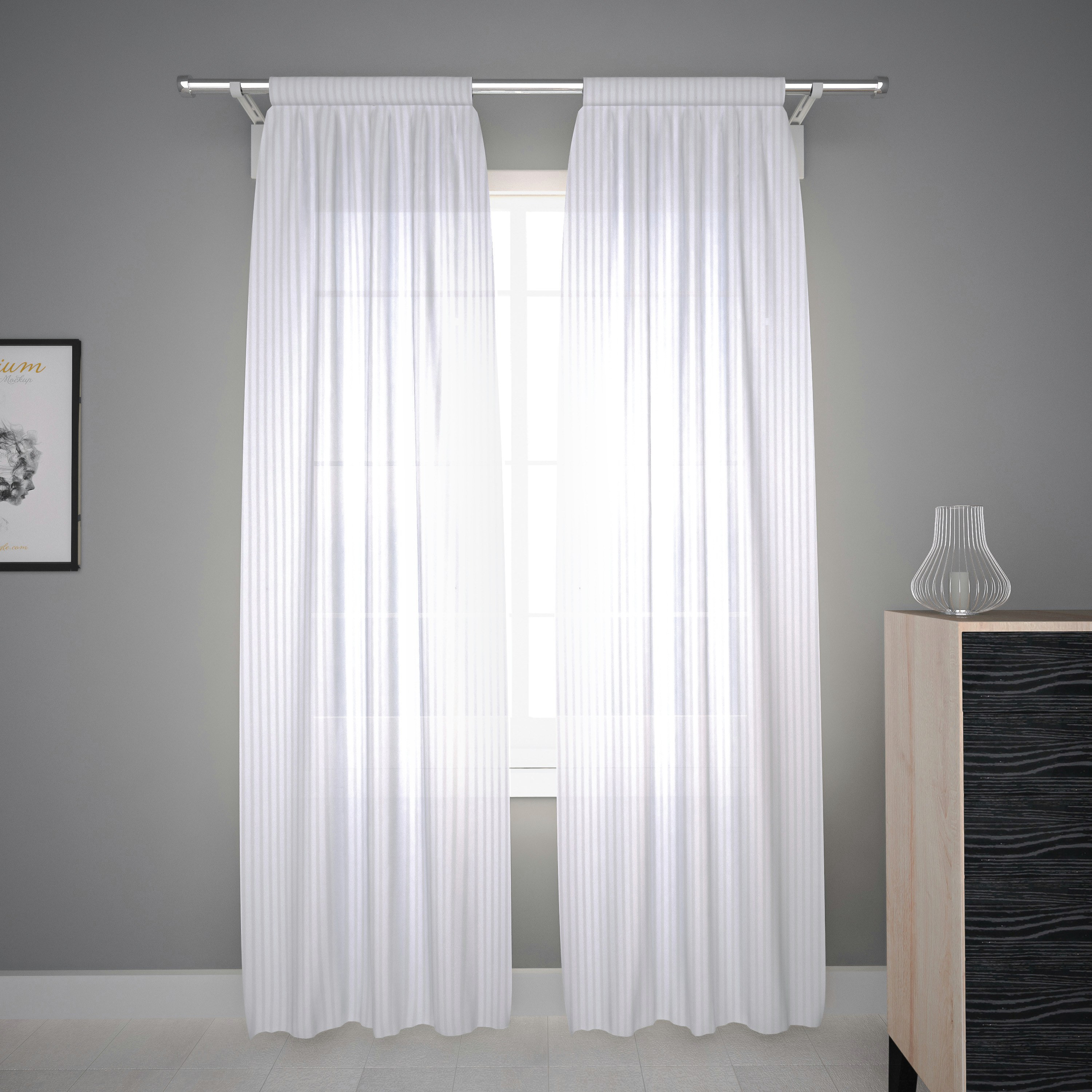 Shop Brian Stripes Sheer Curtain Set - 110x240 cm | Homecentre Egypt