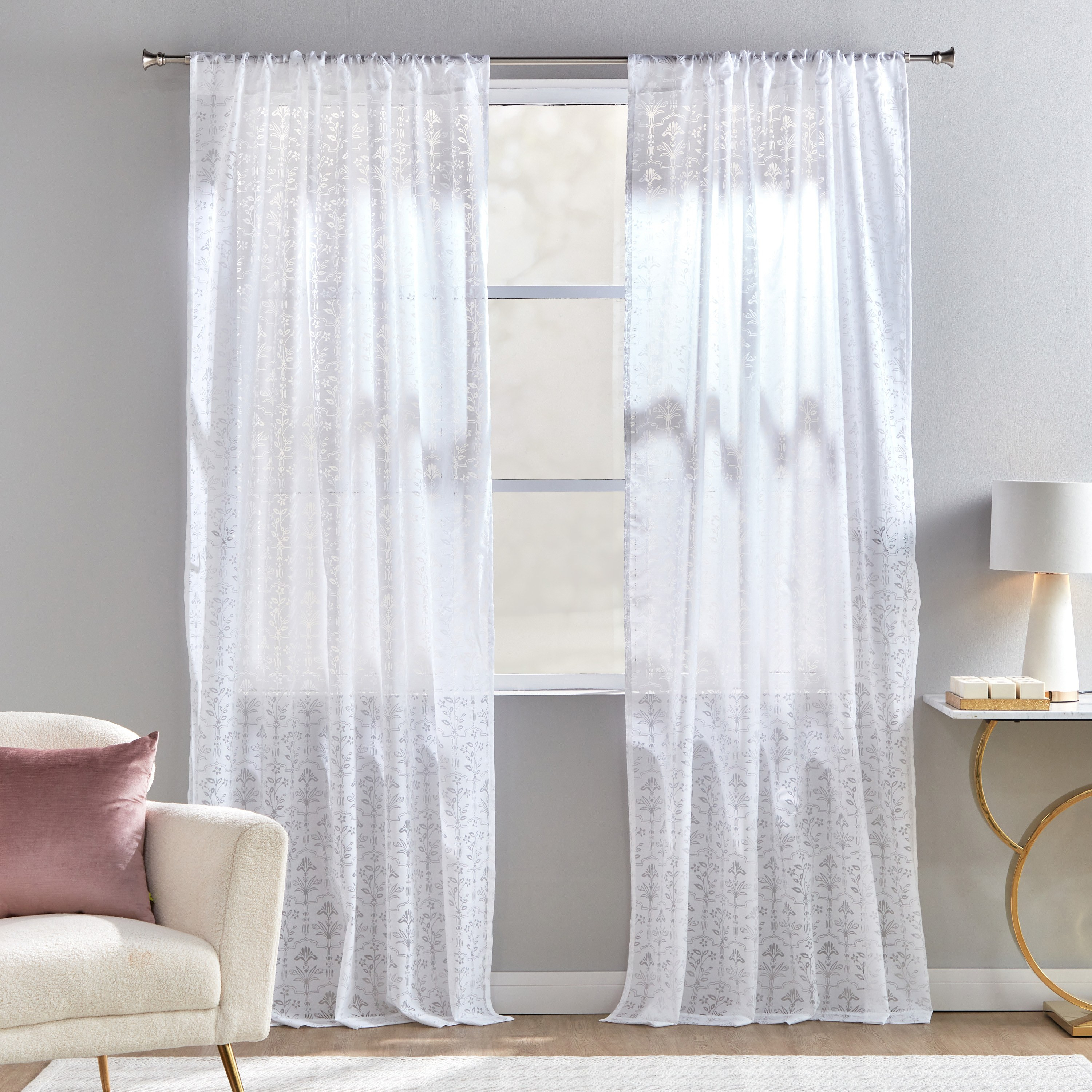 Shop Emily Printed Sheer Curtain Pair - 140x240 cm | Homecentre Oman