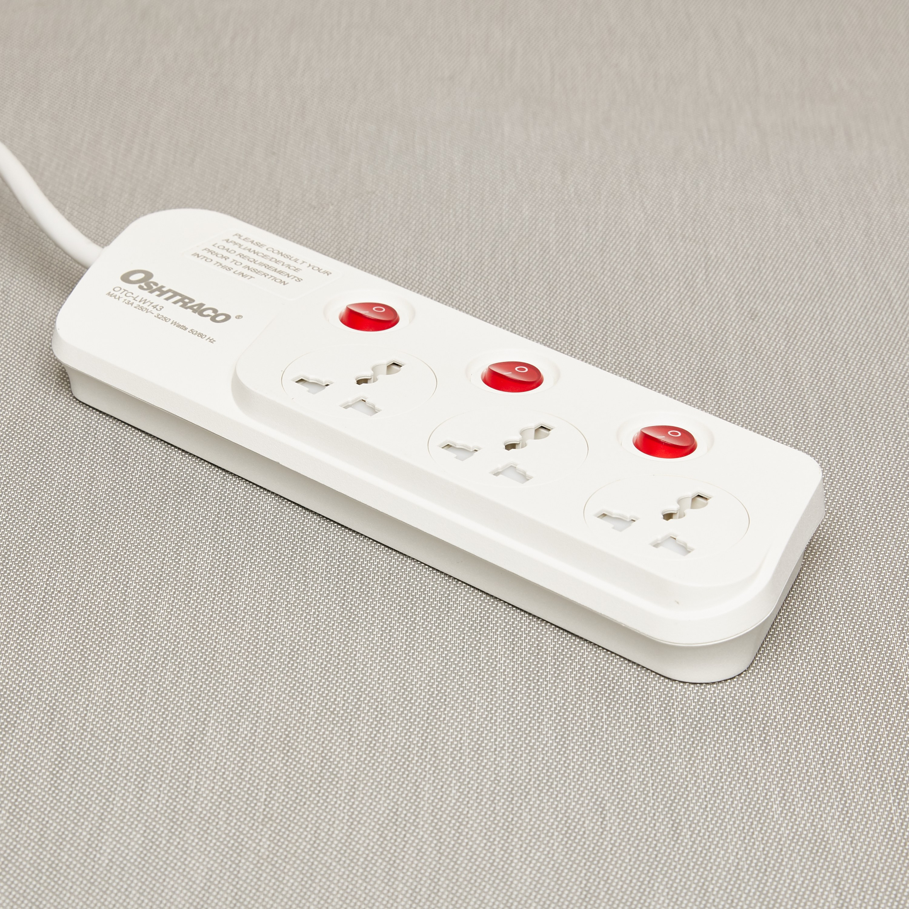 Shop Oshtraco 3-Way Universal Switched Socket with 2 Metre Cord ...
