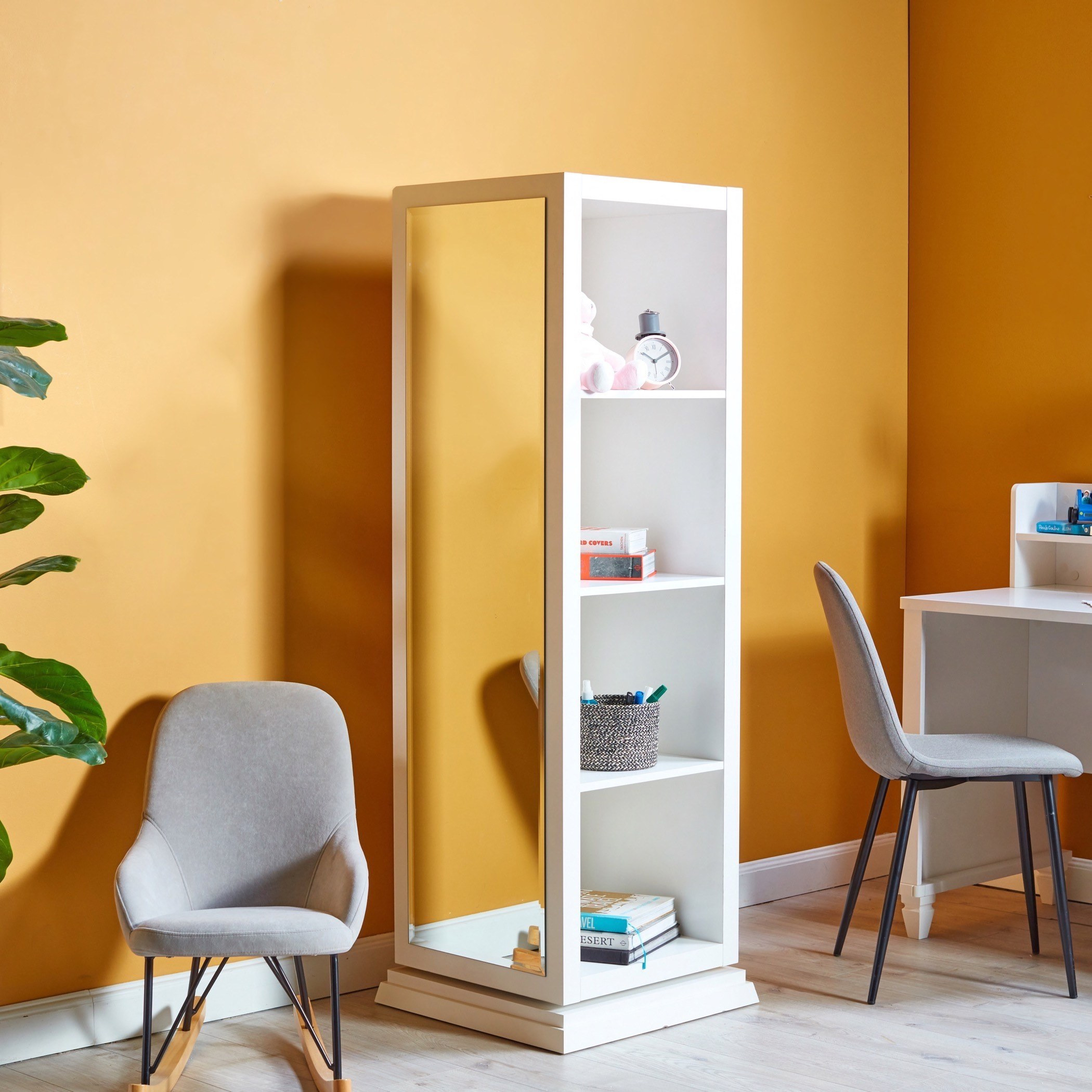 Shop Livie Rotating Bookcase with Mirror | Home Centre KSA