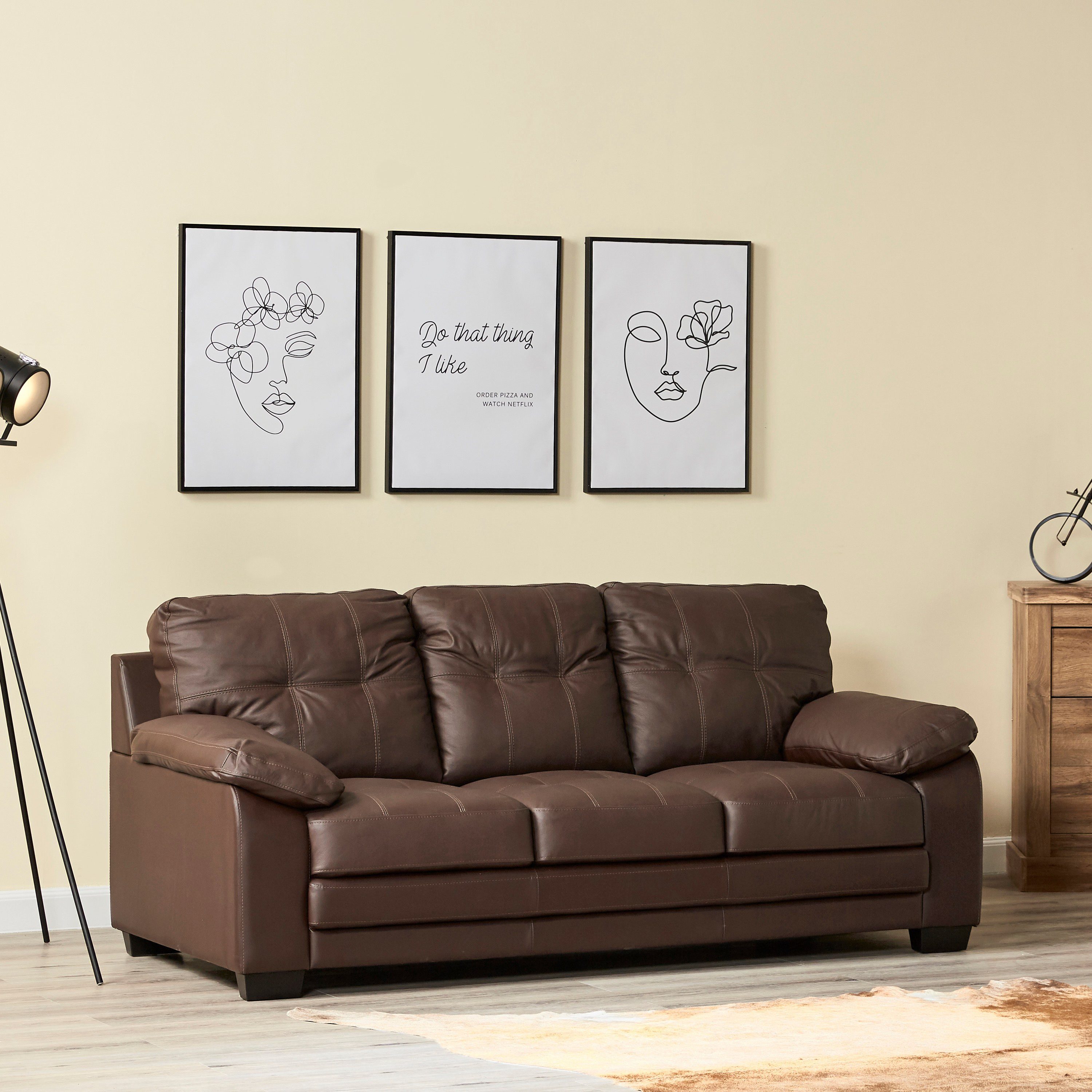 Shop Vienna 3-Seater Half Leather Sofa | Home Centre Bahrain