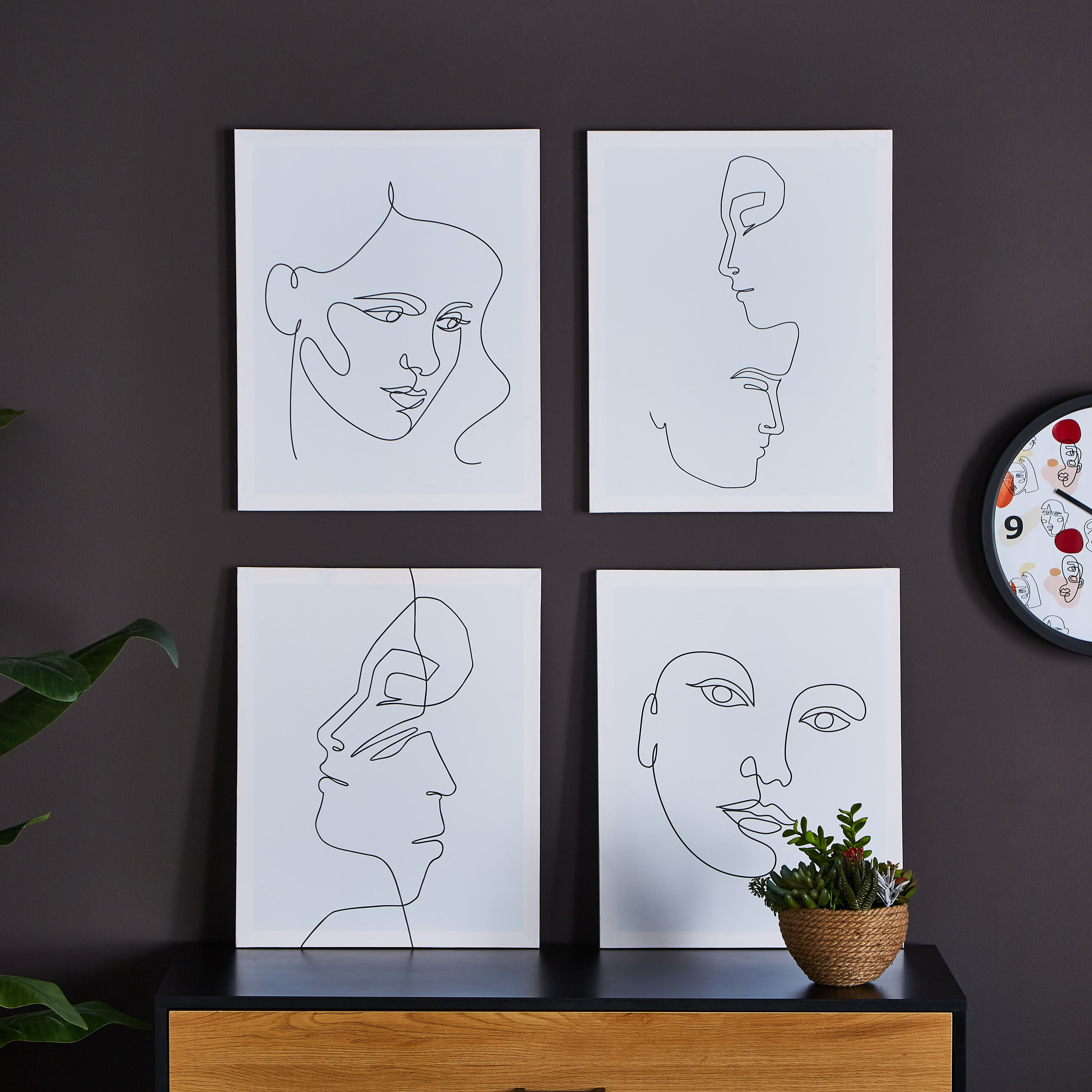 Shop Faces Portrait & Figure Unframed Artwork - Set of 4 | Home Centre UAE