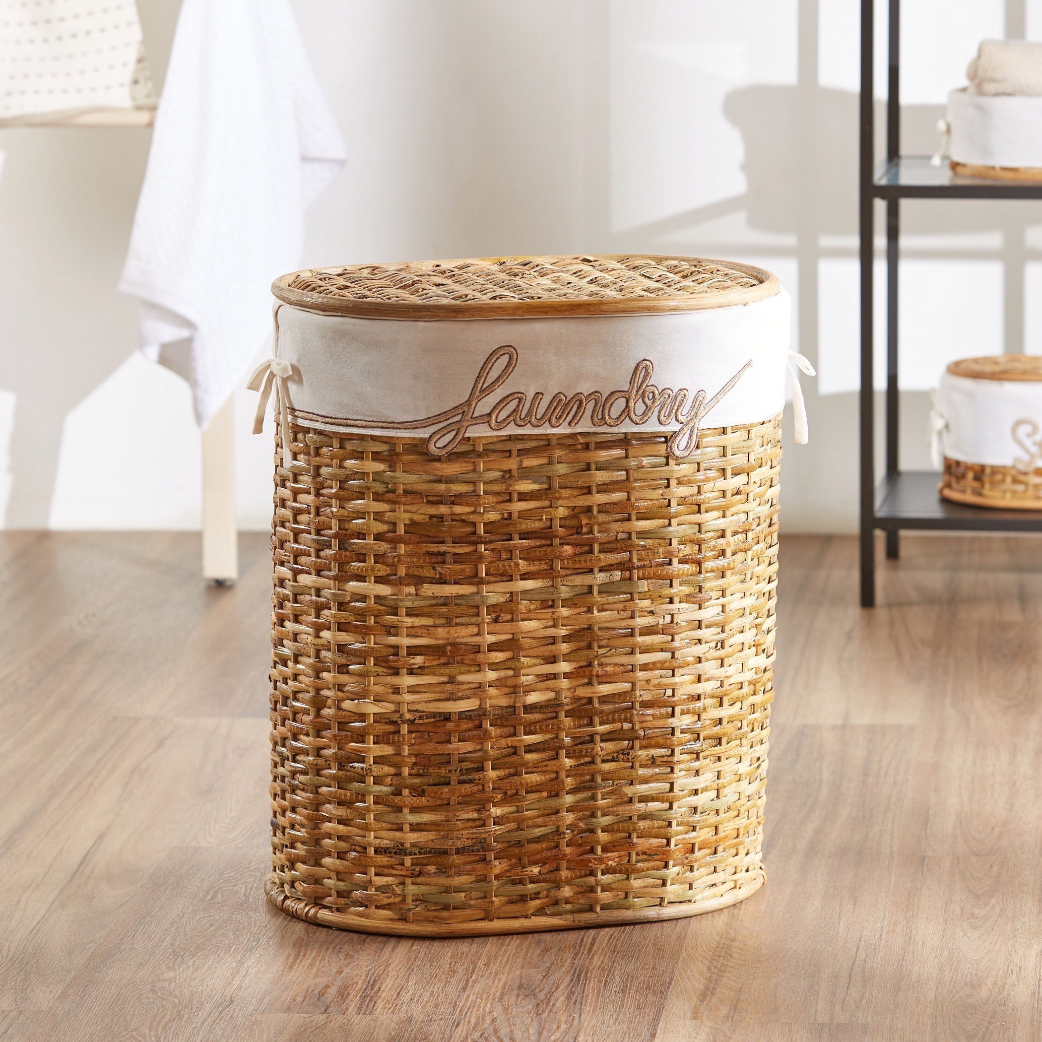 Shop Harper Oval Laundry Hamper with Lid | Homecentre Oman