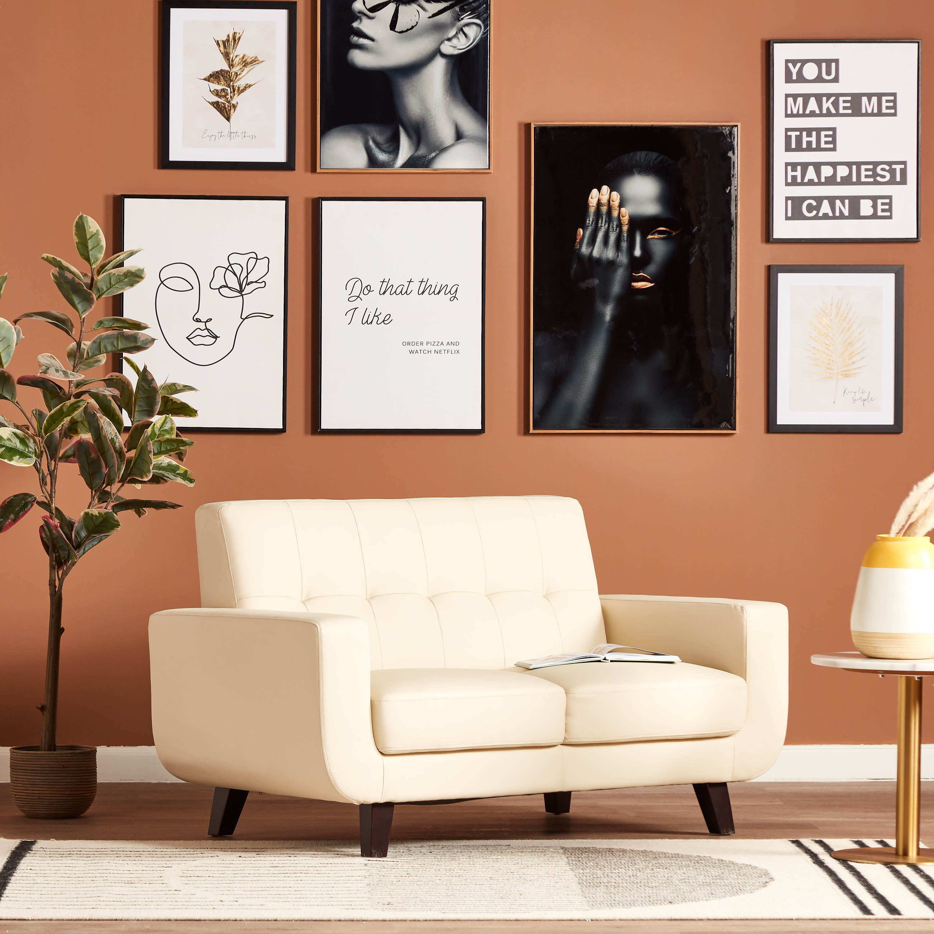 Shop Franco 2-Seater Faux Leather Sofa | Home Centre Kuwait