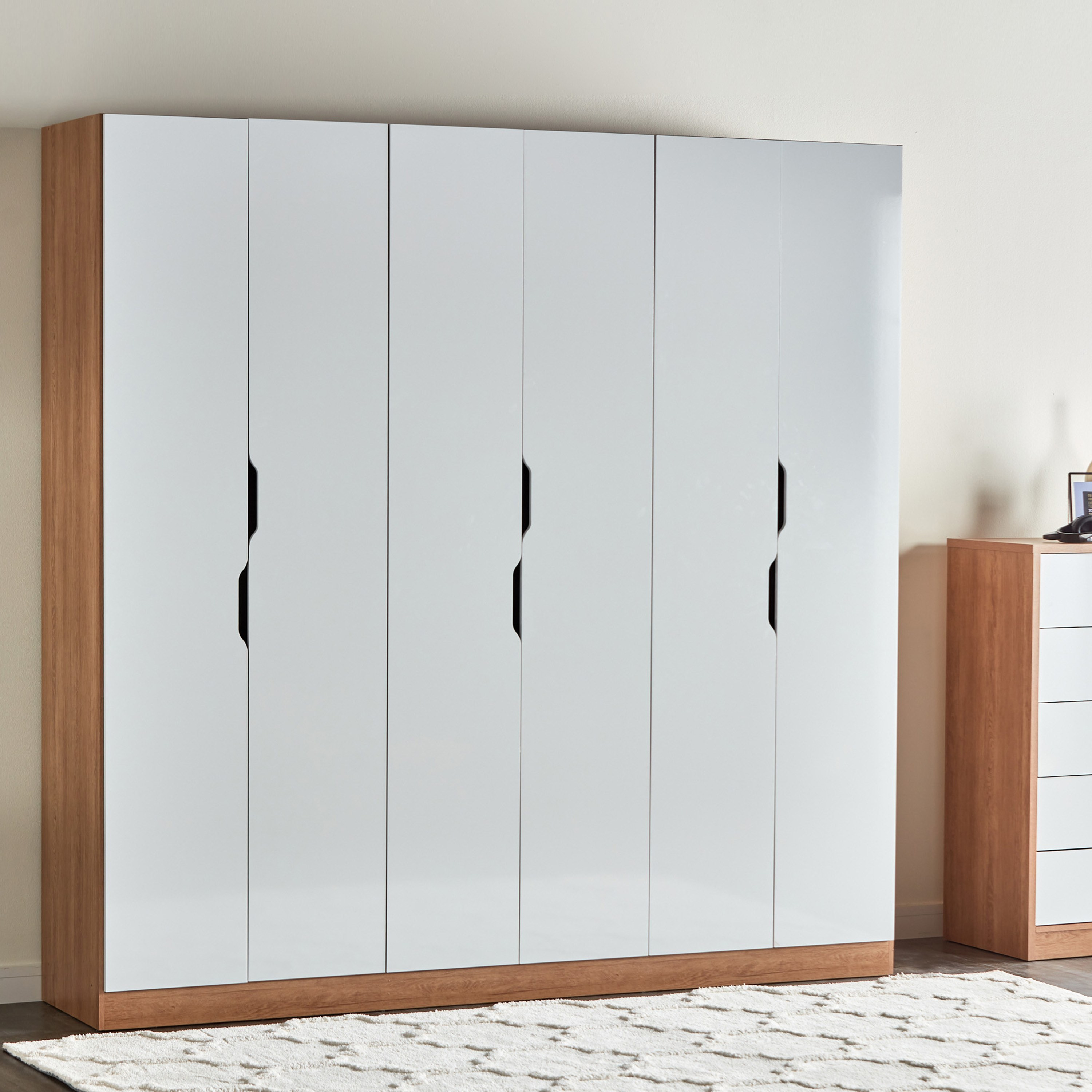 Shop Jamie 6-Door Wardrobe with Drawers Online | Home centre Qatar