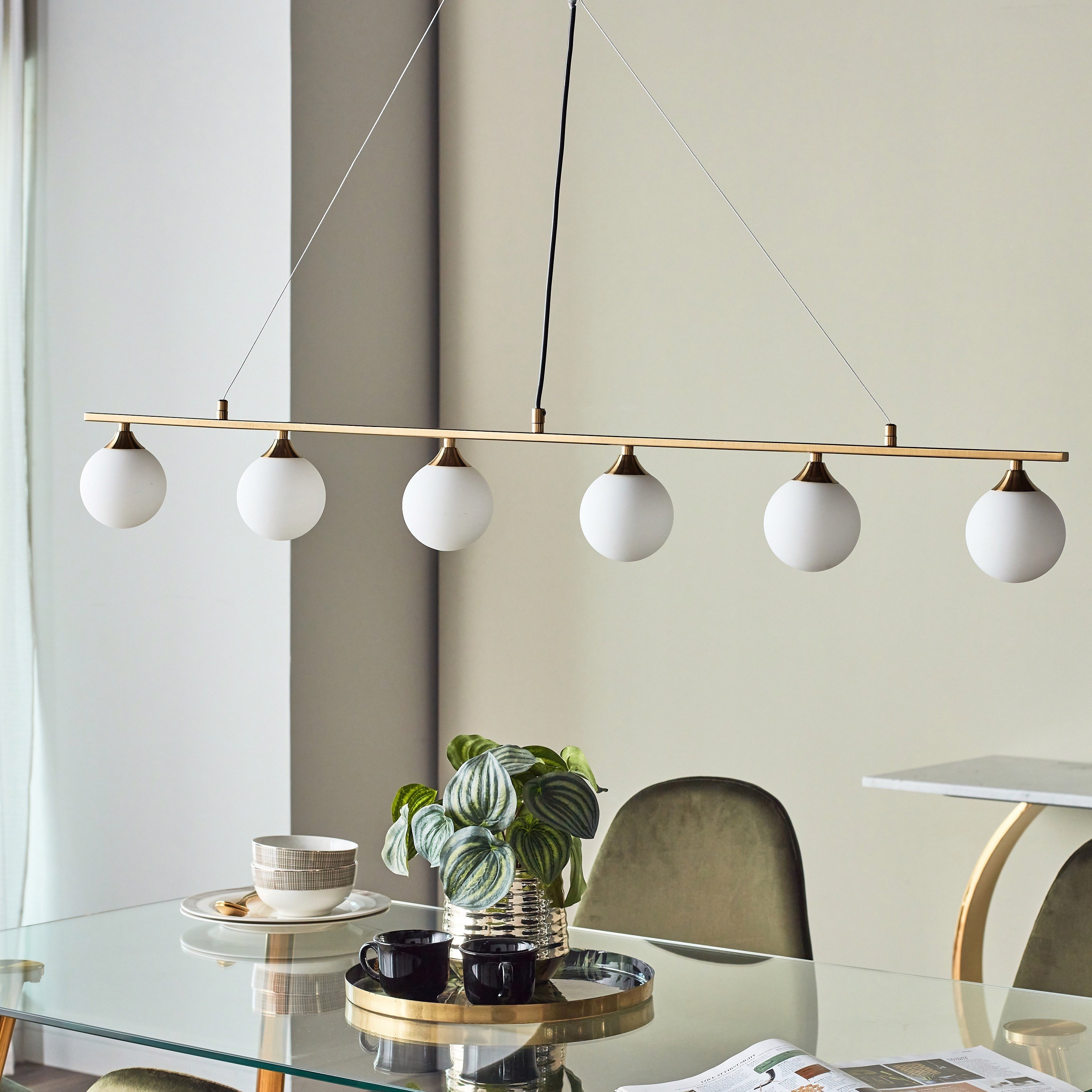 Shop Swoop 6-Light Iron and Glass Pendant Lamp | Home Centre UAE