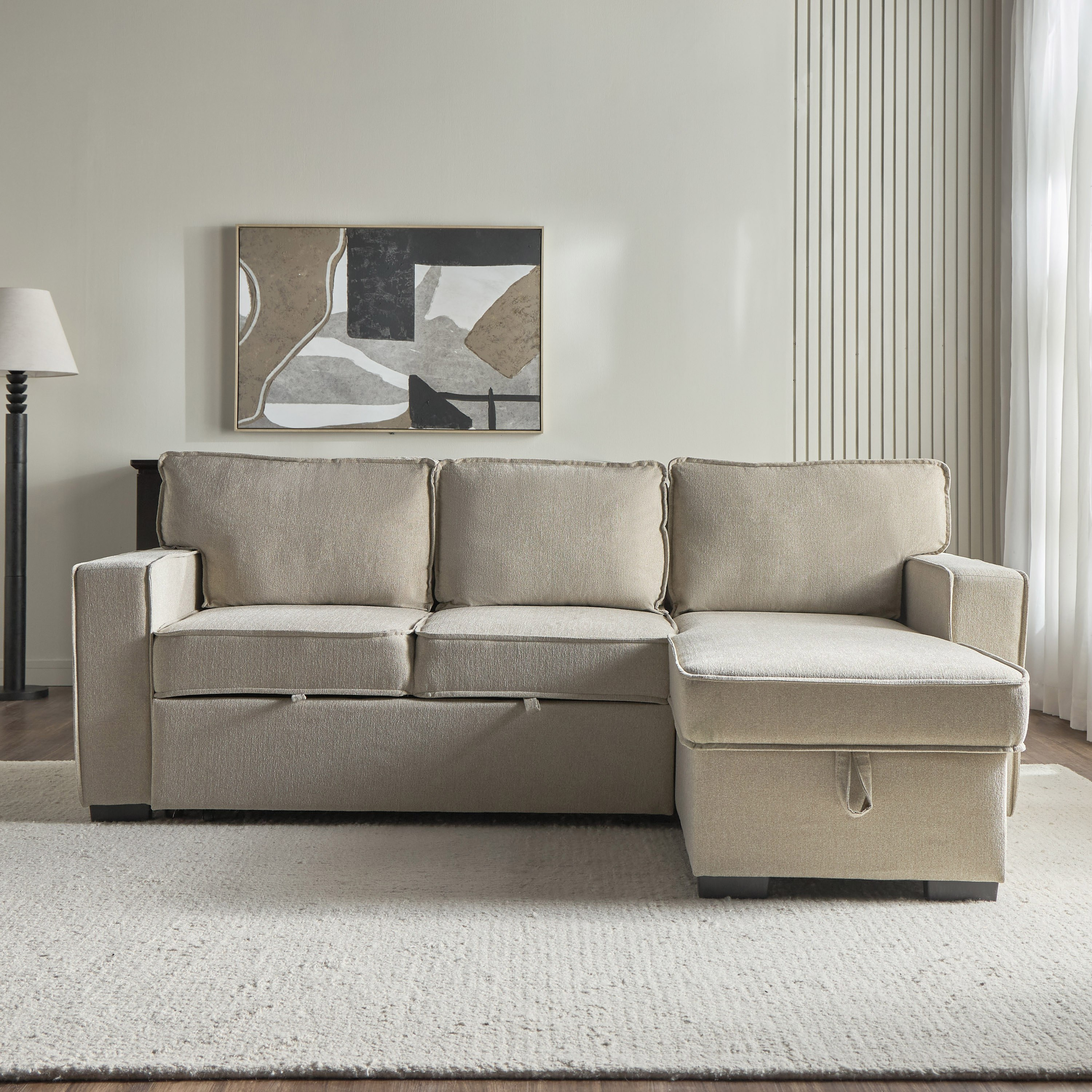 Shop Captus 3-Seater Fabric Reversible Corner Sofa Bed with Storage ...