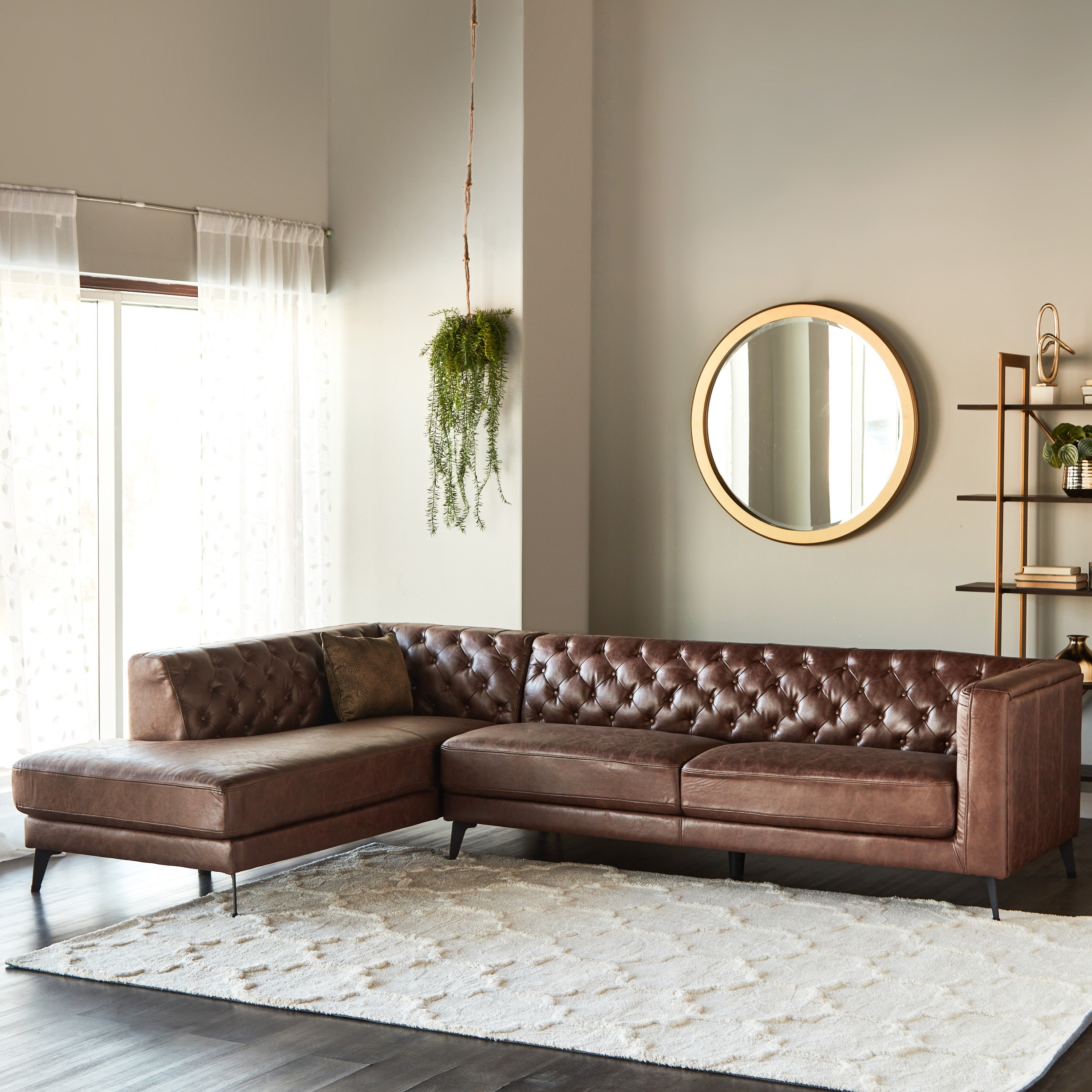 Shop Lannie 4-Seater Faux Leather Left Corner Sofa | Home Centre KSA