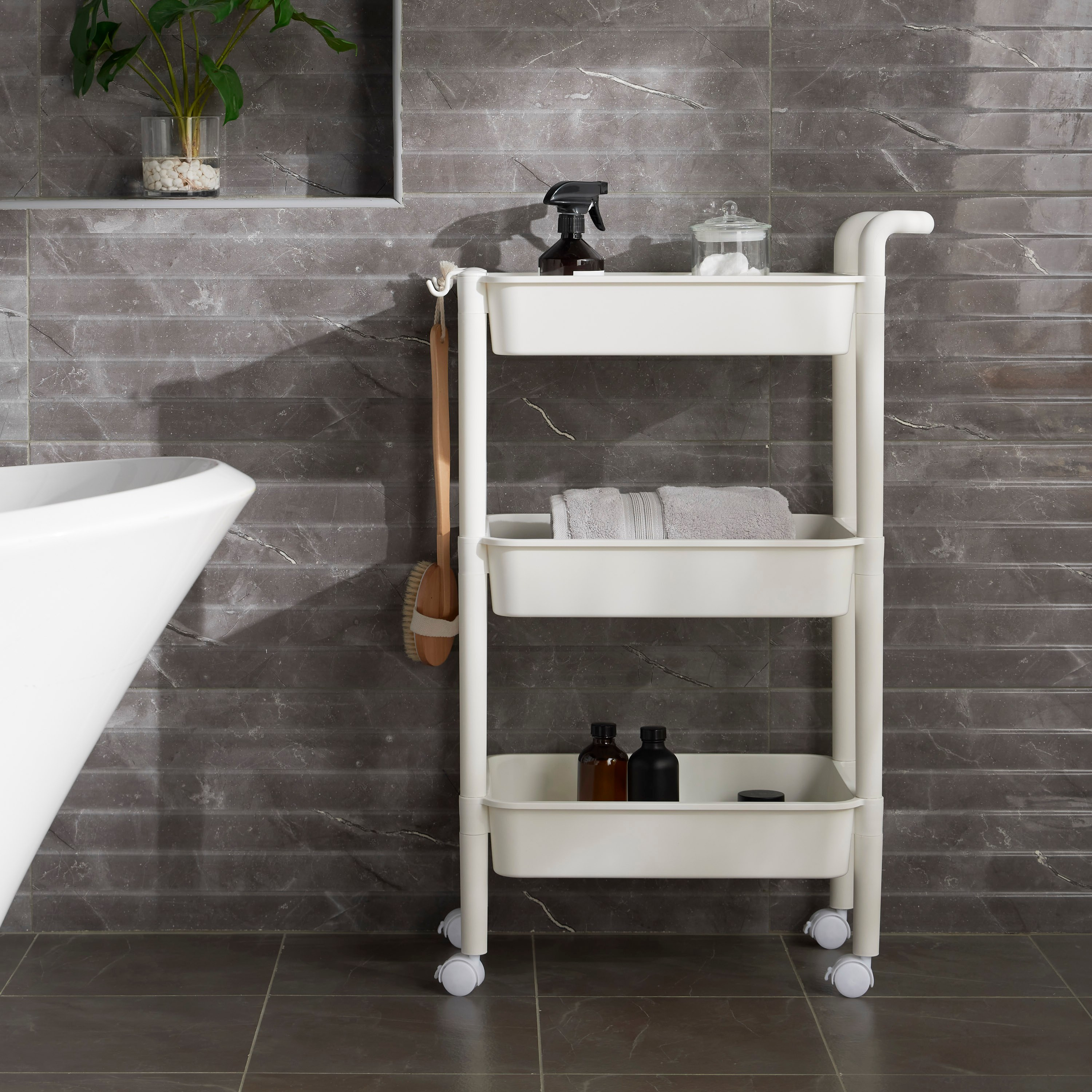 Shop Drake 3-Tier Bathroom Storage Trolley Online | Home centre Saudi