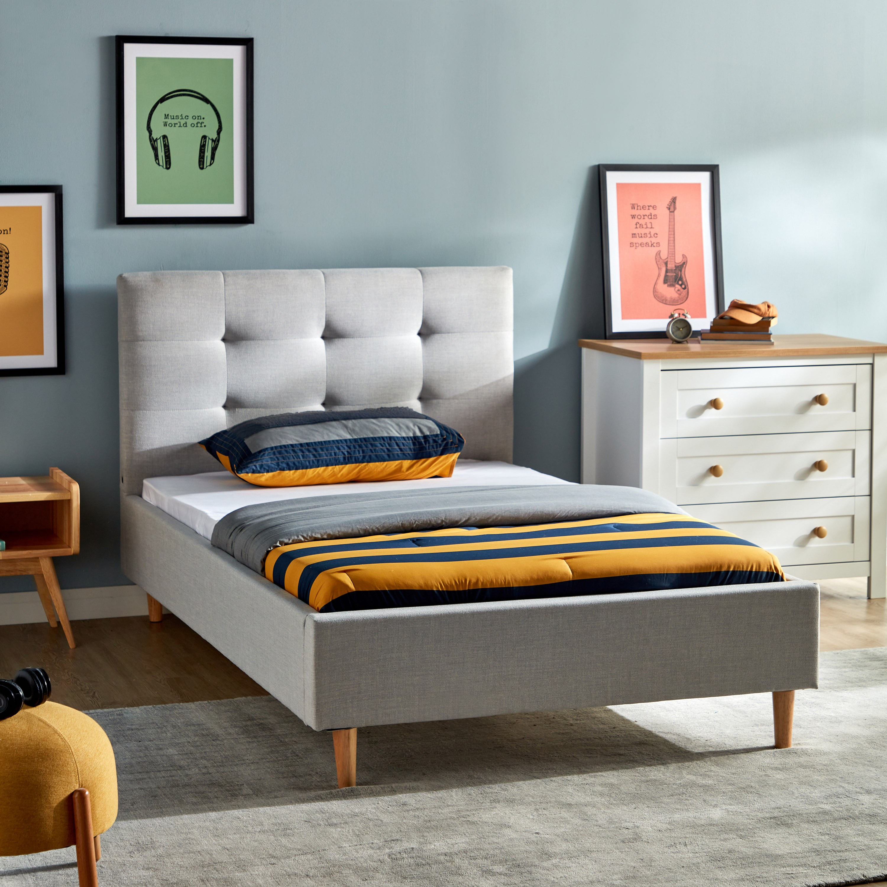 Shop Maxillar Upholstered Single Bed - 120x200 cm | Home Centre UAE