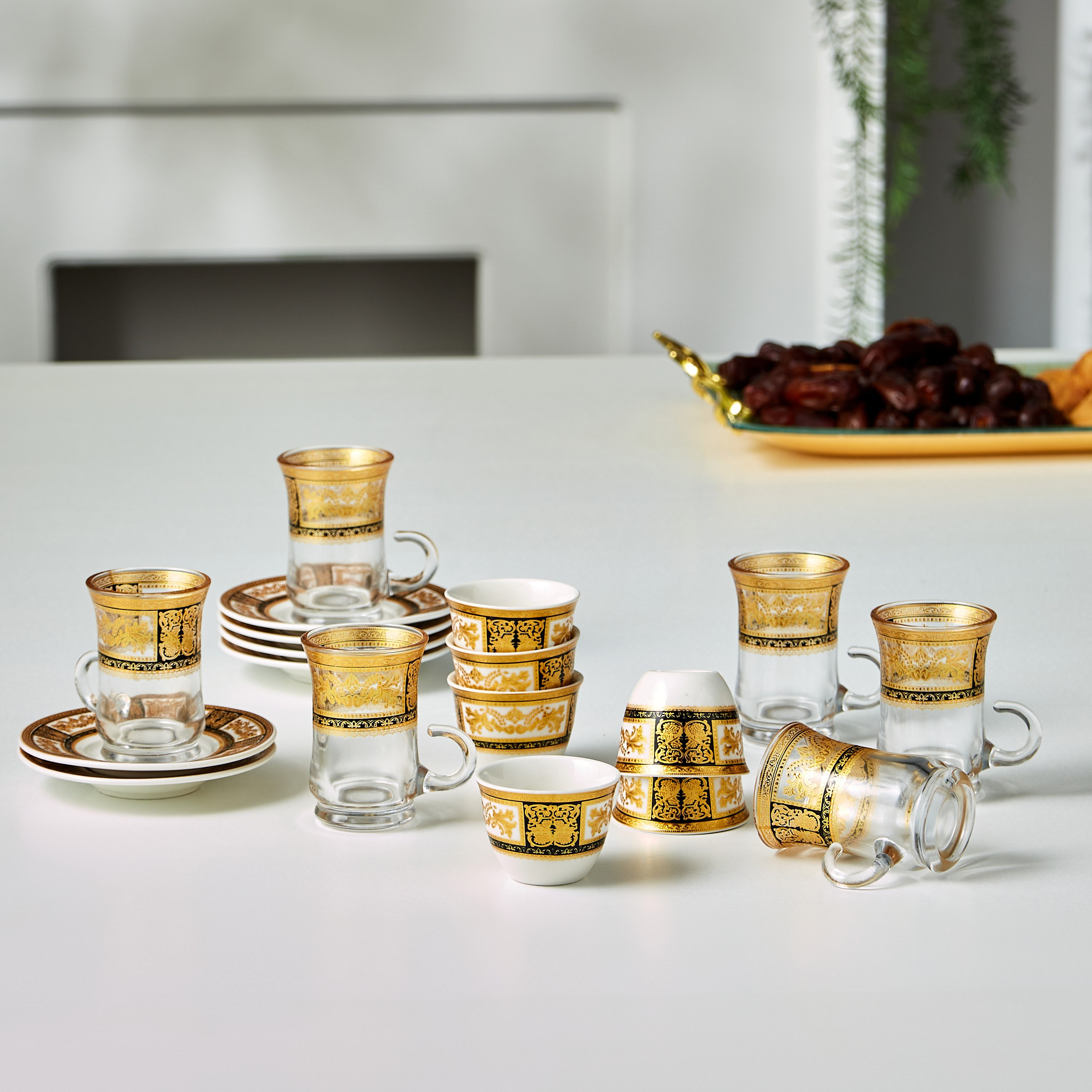 Shop Fiora 18-Piece Porcelain Cup and Saucer Set - 110 ml | Homecentre ...