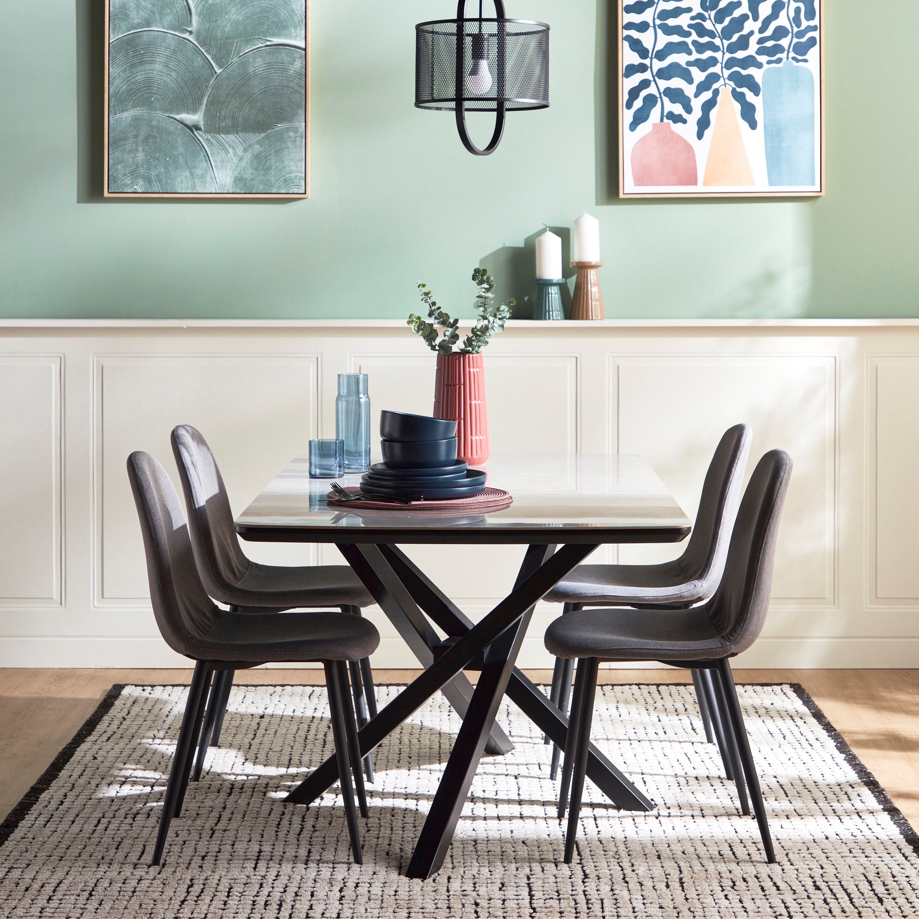 Shop Terence 6-Seater Tile Top Dining Table Online | Home centre UAE