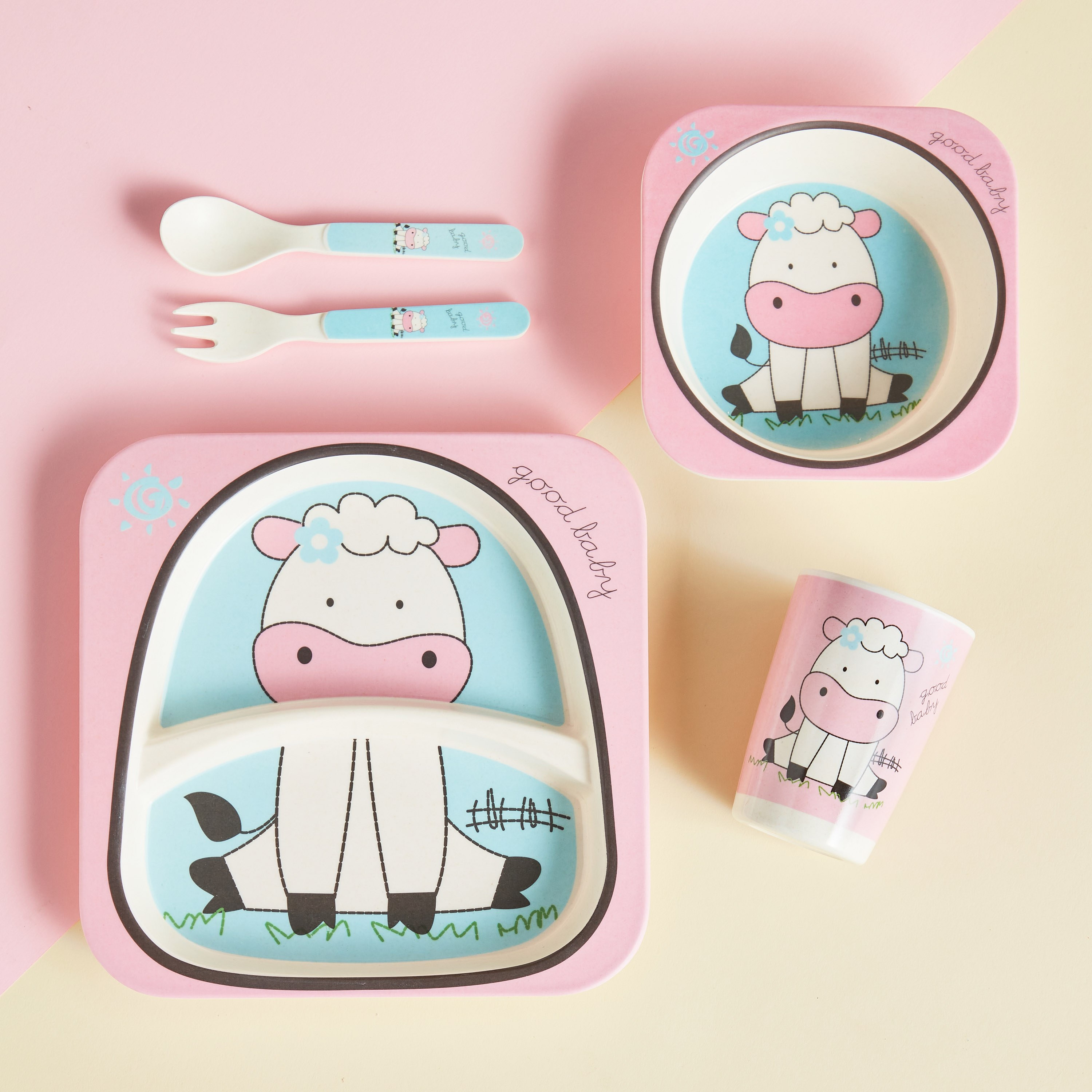 Shop Mina Moo Square 5-Piece Feeding Set - 23x12x3 cm | Home Centre UAE