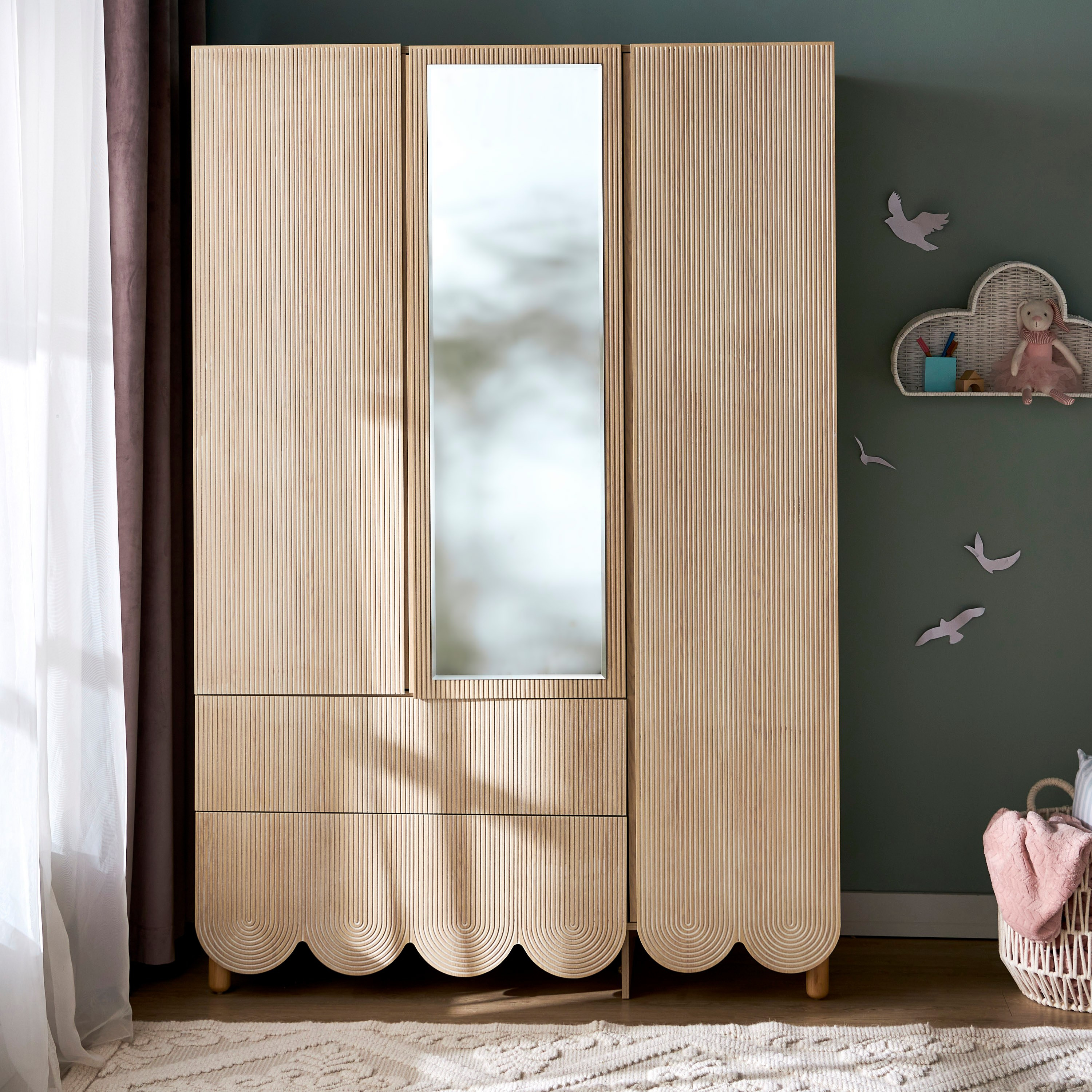 Shop Cloudie 3-Door Wardrobe with 2 Drawers | Homecentre Qatar