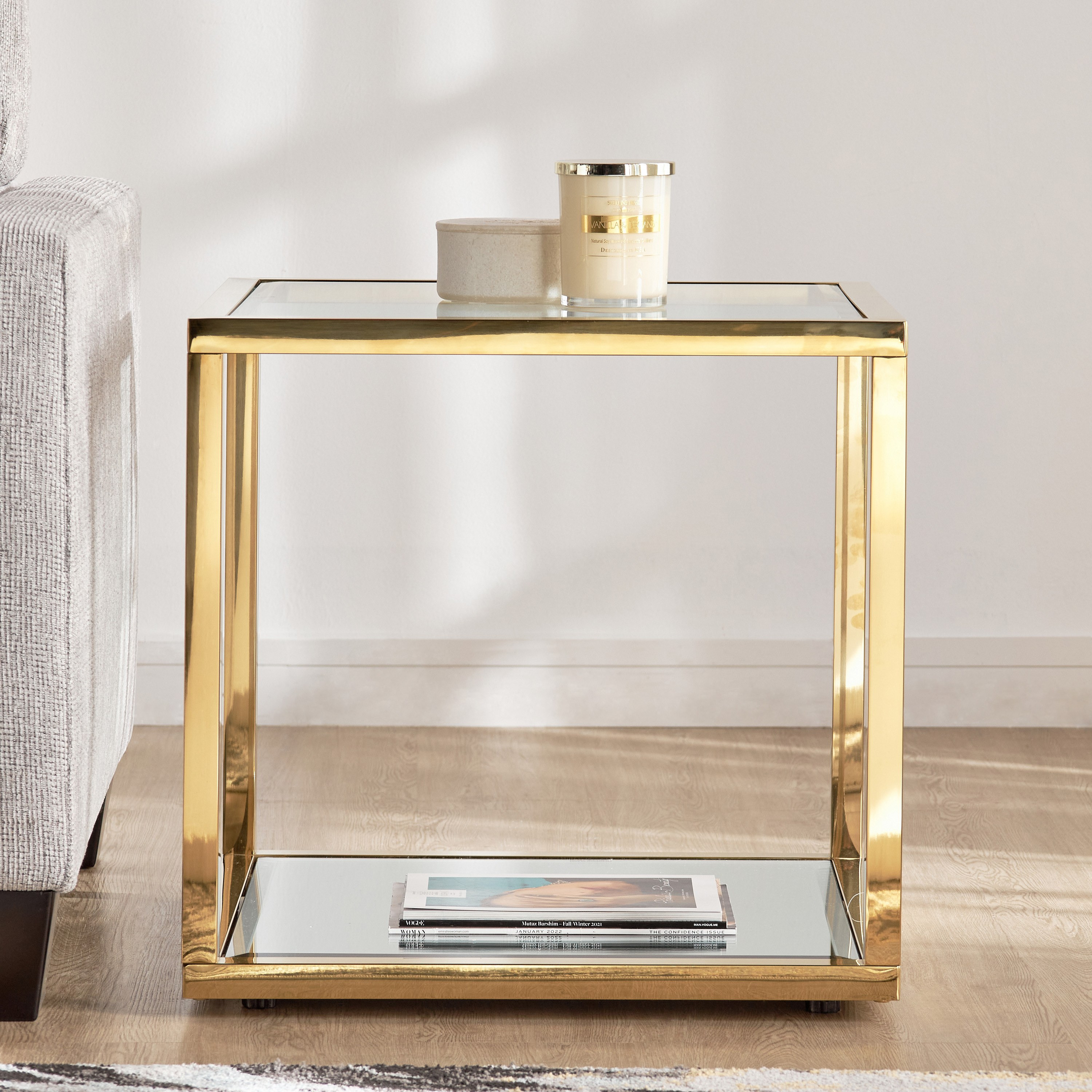 Shop Atrisa Glass Top Side Table Online | Home centre UAE