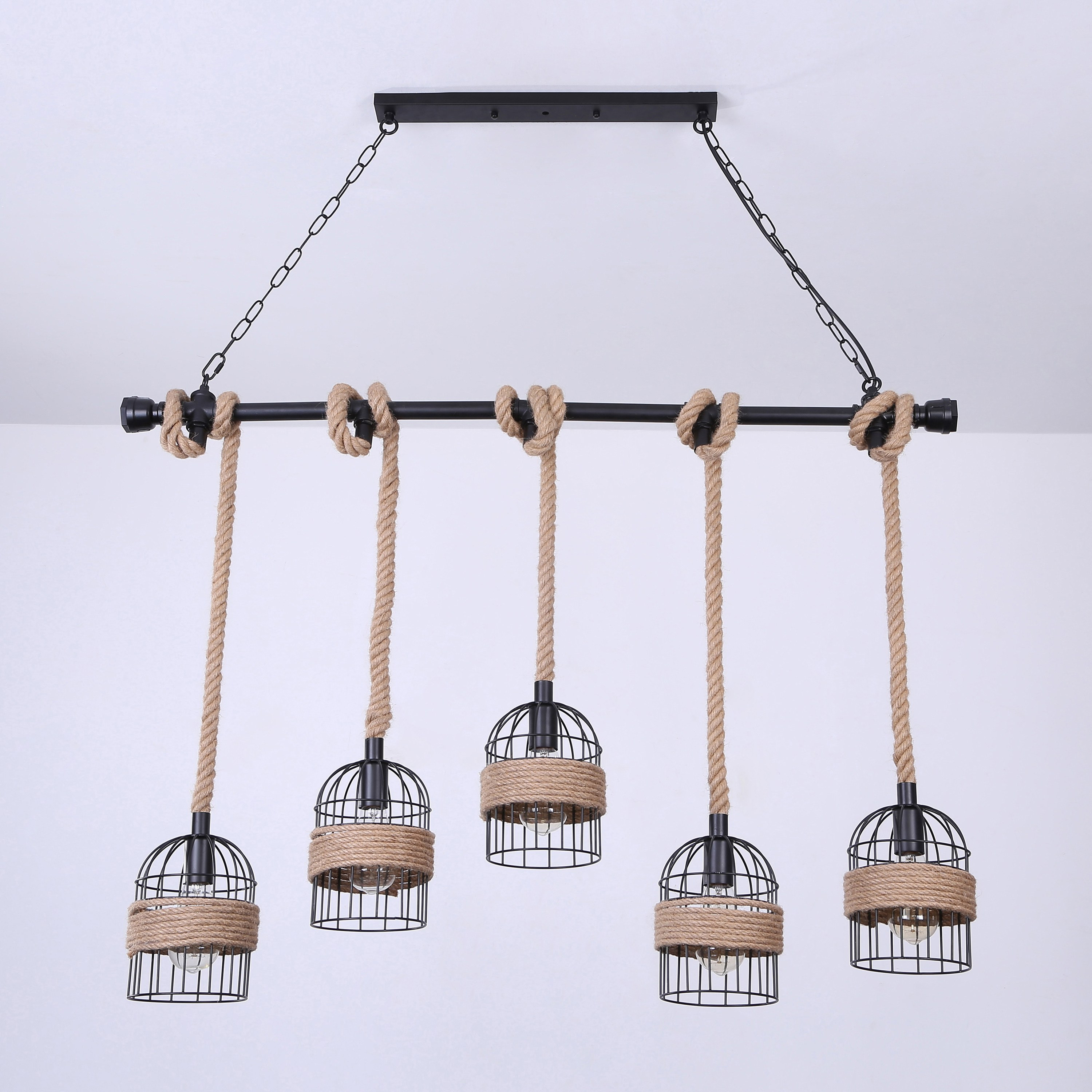 Shop Pinta 5-Light Iron and Rope Pendant Lamp | Home Centre UAE