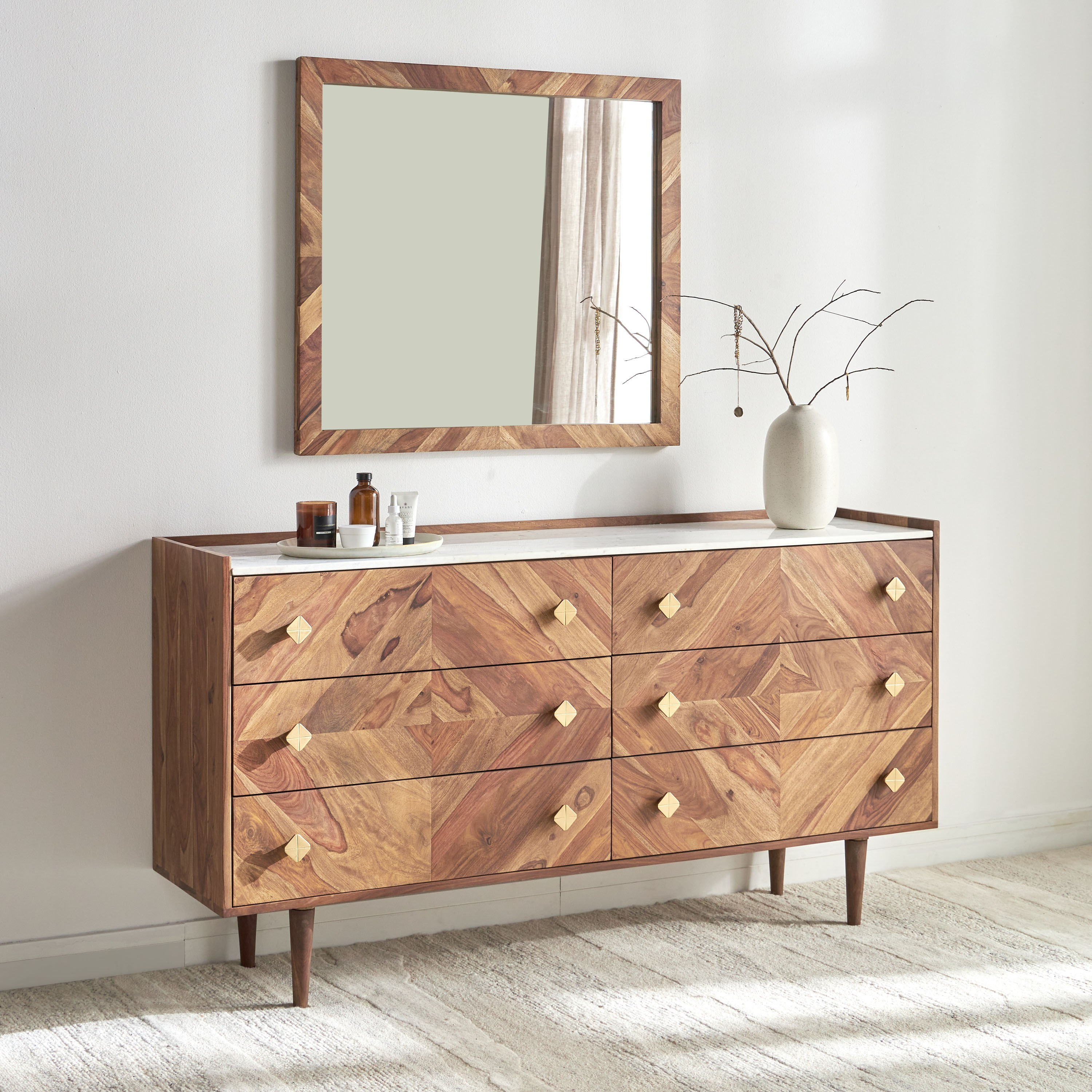Shop Dado 6-Drawer Dresser with Mirror | Home Centre UAE
