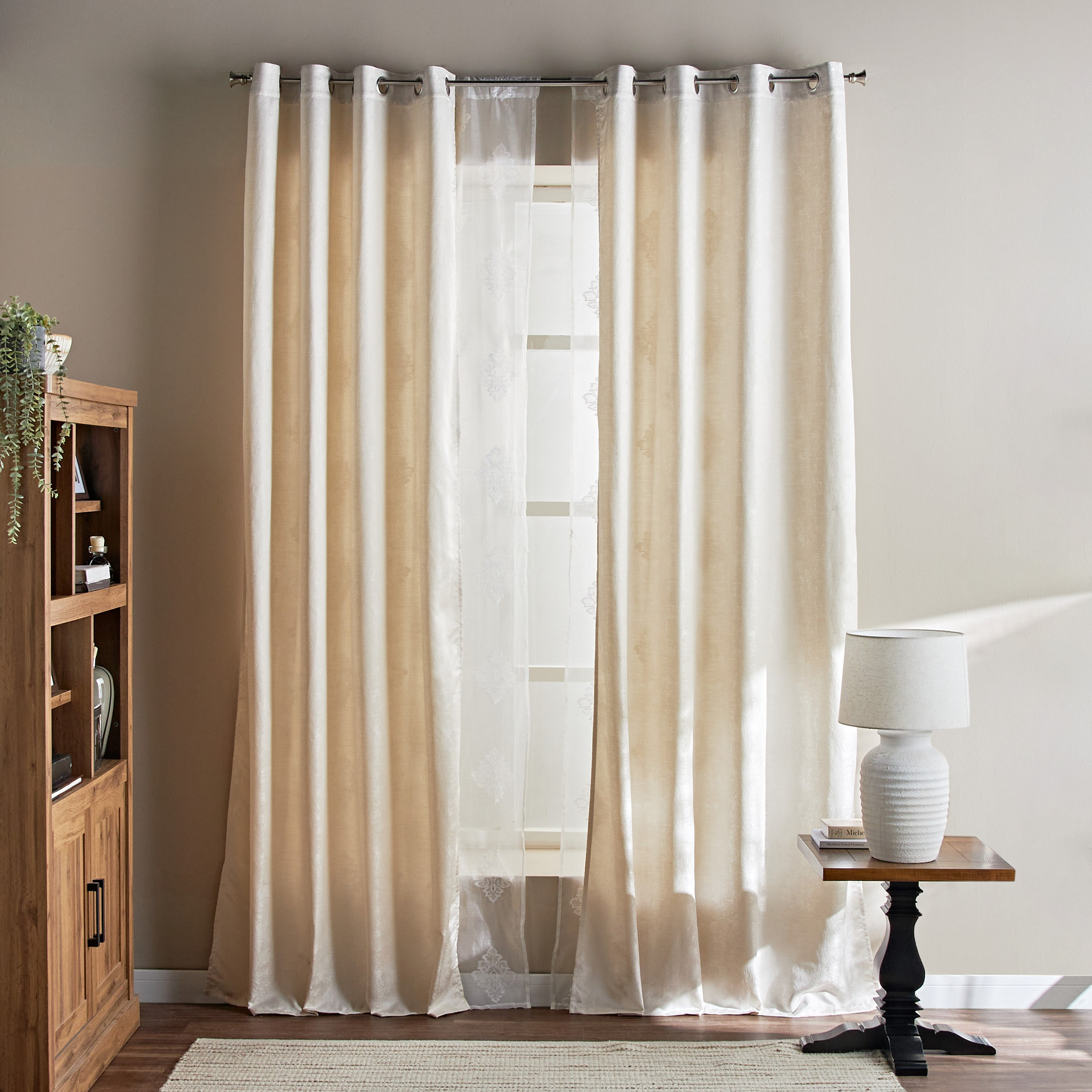 Shop Allure 4-Piece Sheer Curtain Set - 140x300 cm | Homecentre Oman