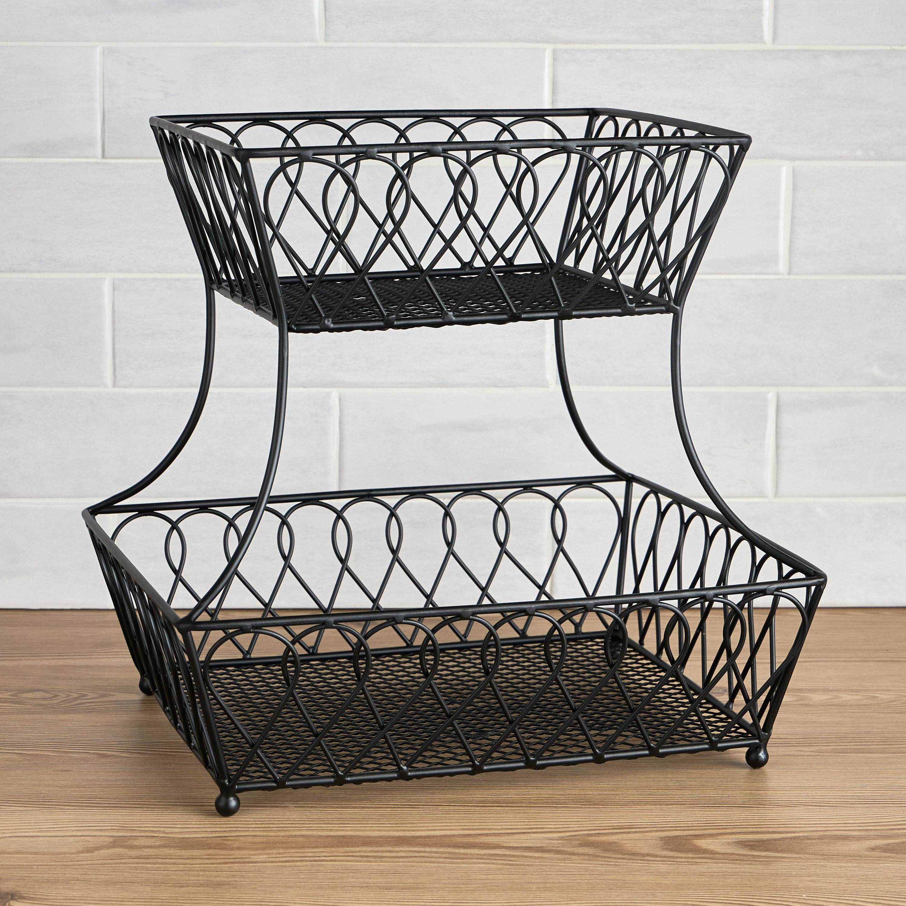 Shop Rope Loop and Lattice Metallic 2-Tier Basket | Home Centre UAE