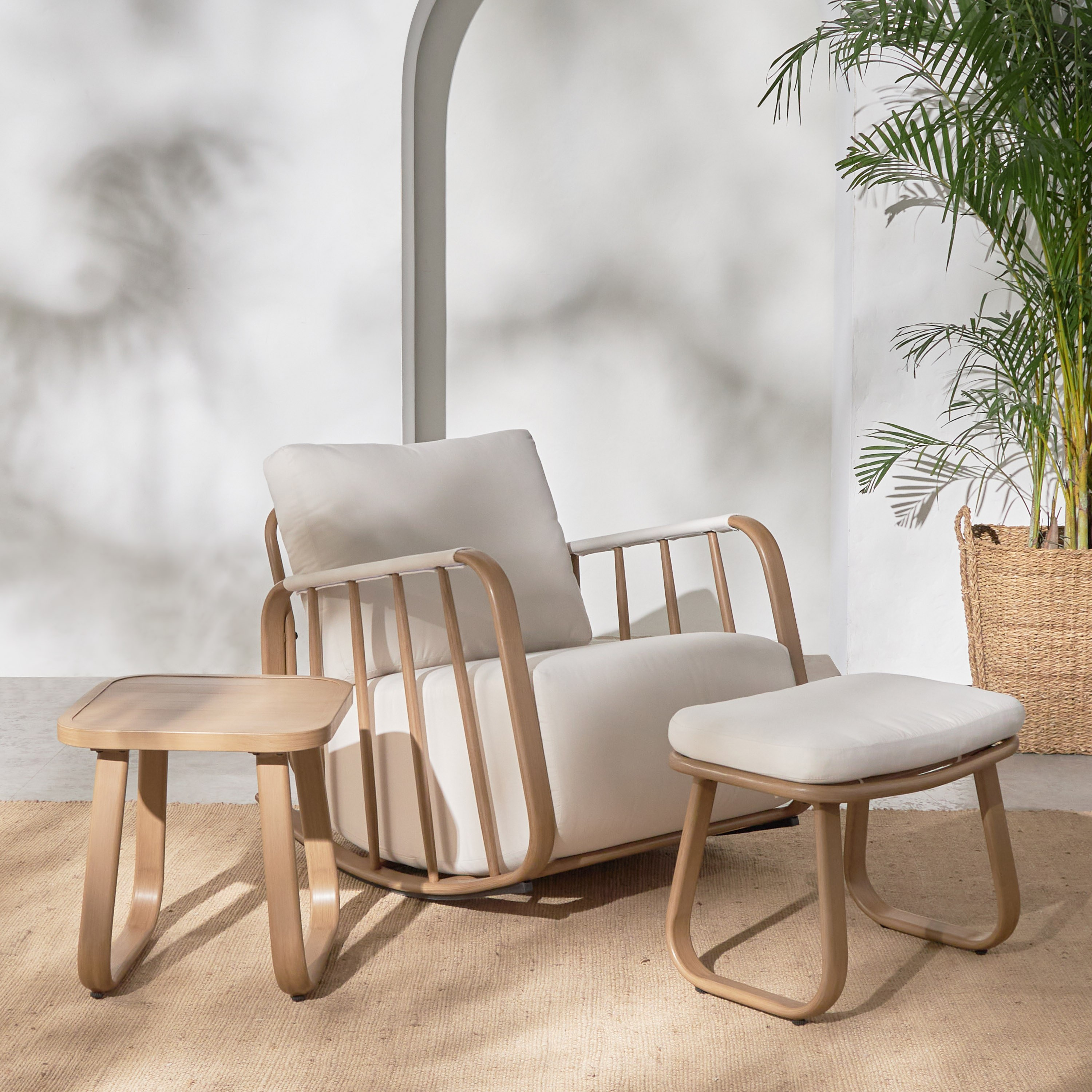 Shop Nakuru Outdoor Rocking Armchair with Table and Stool | Home Centre KSA