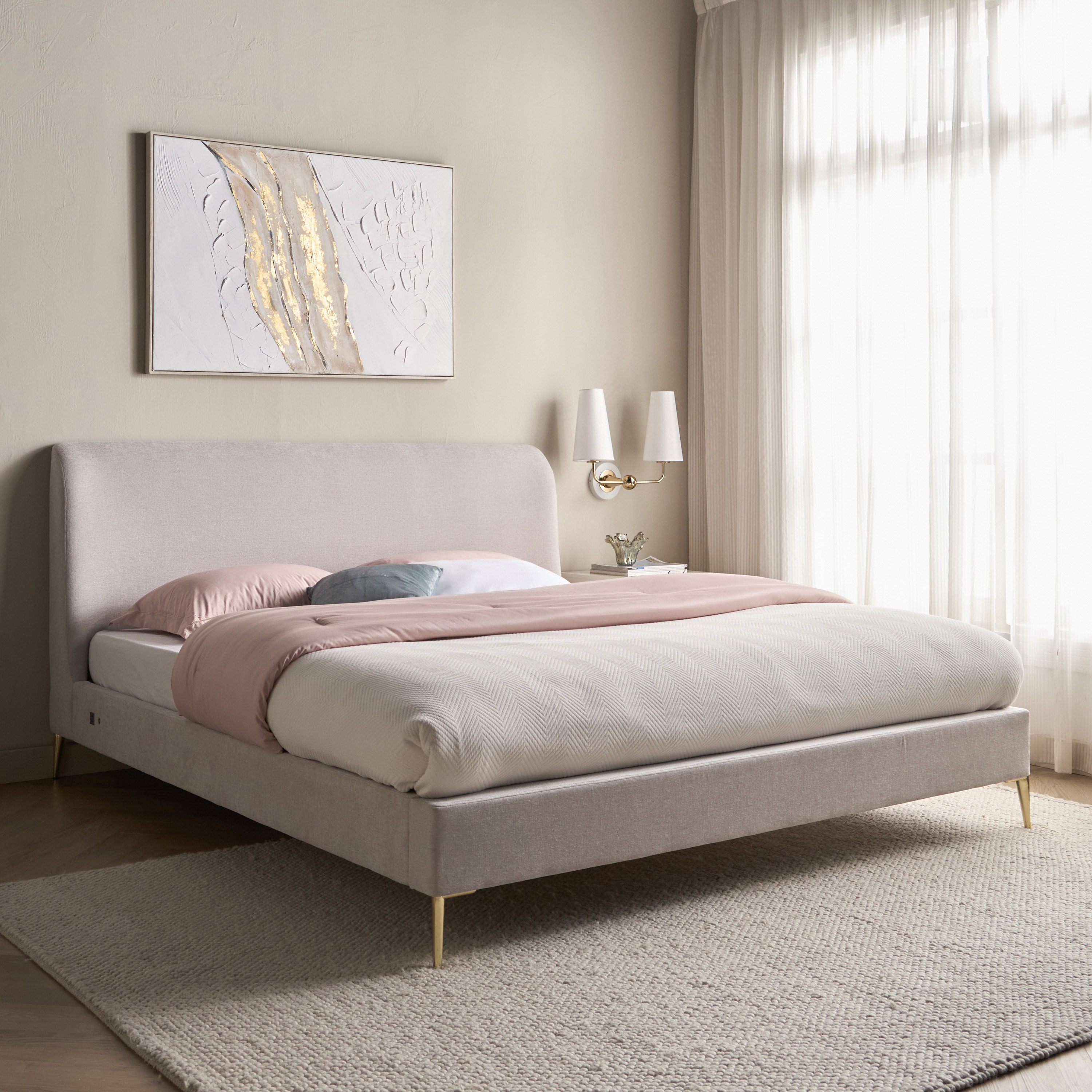 Shop Chantelle King Bed with USB and Guide Lights- 180x200 cm | Homecentre Oman