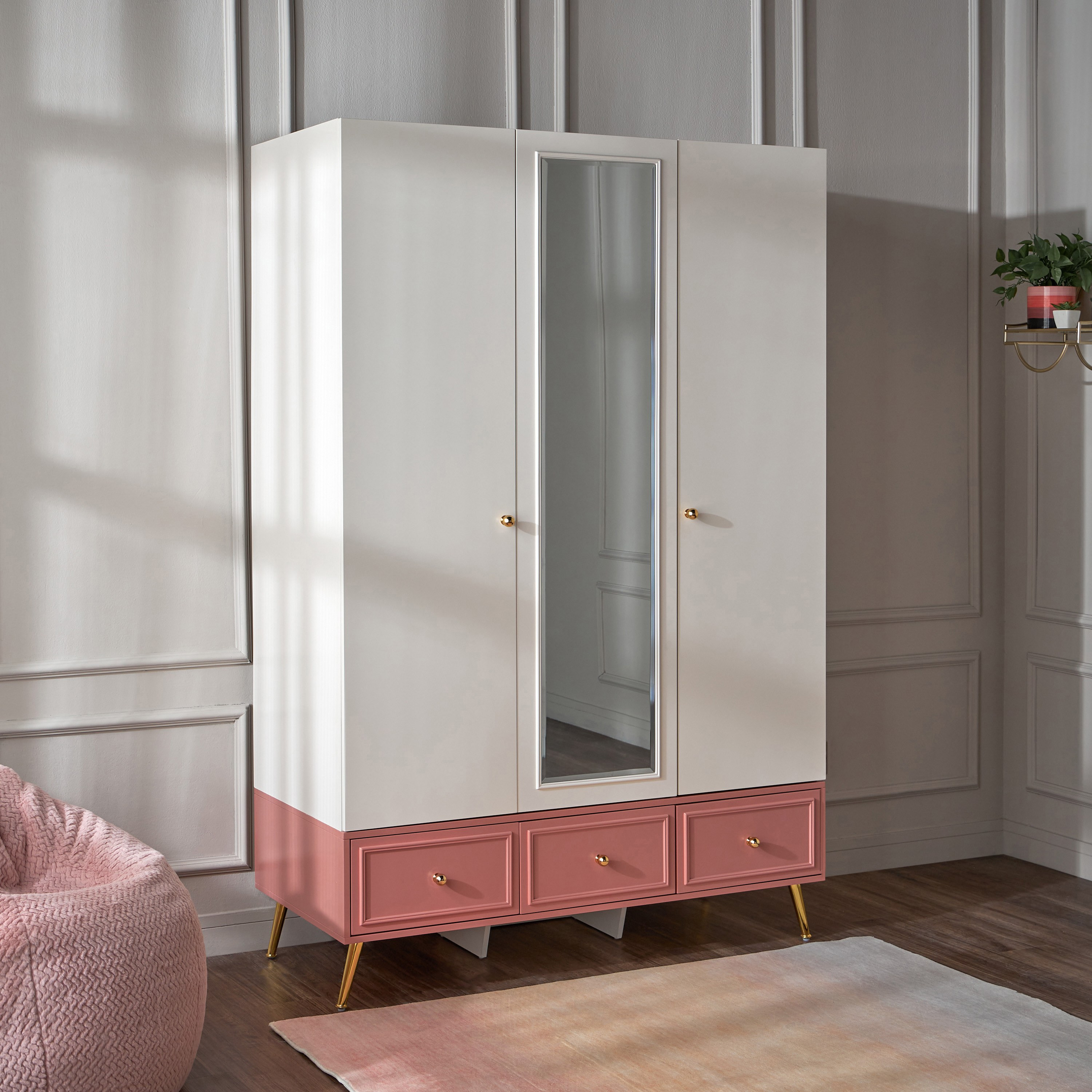 Shop Rosie 3-Door Wardrobe with Drawers | Homecentre Qatar