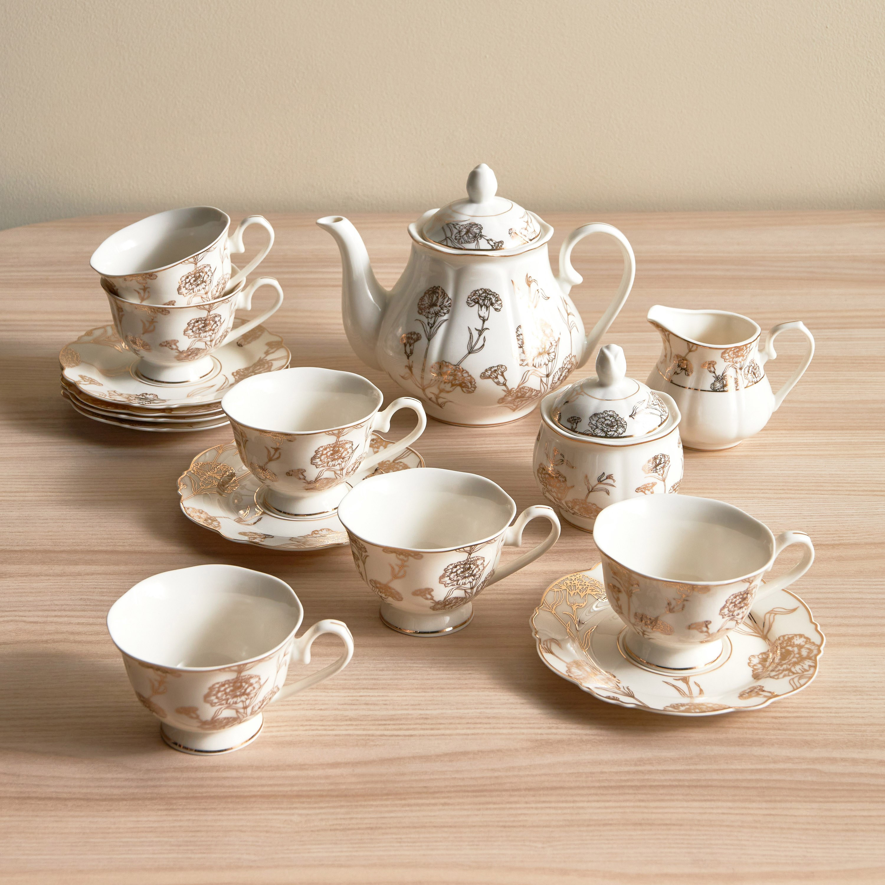 Shop Camilla 15-Piece Porcelain Tea Set - 200 ml, Serves 6 | Homecentre ...