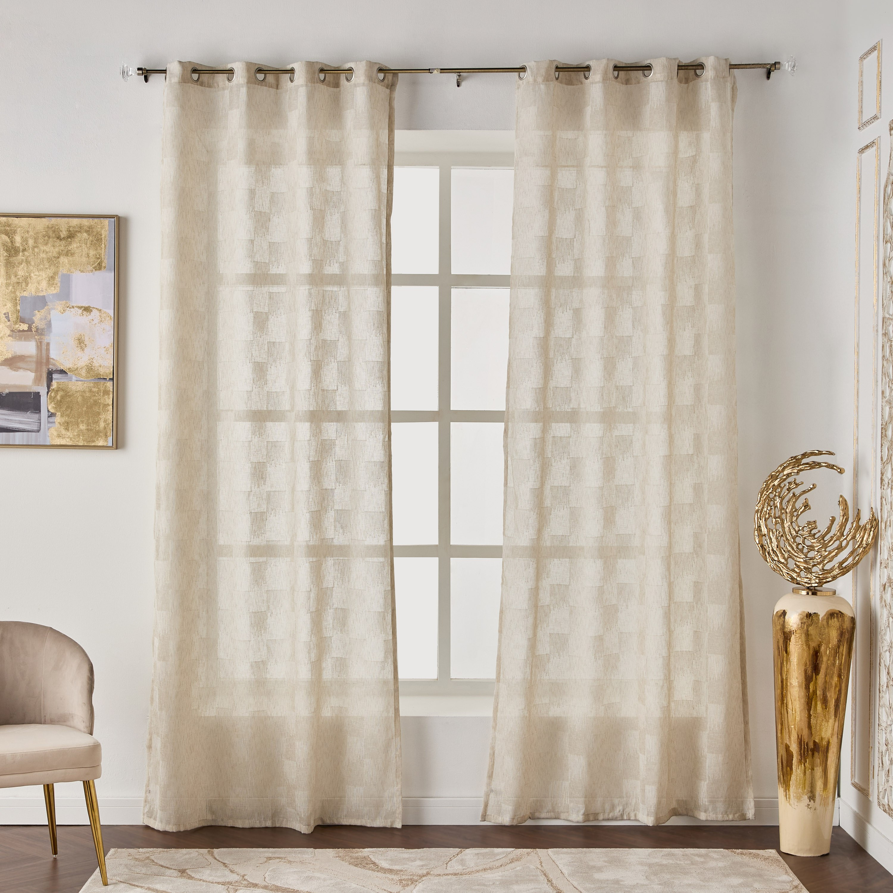 Shop Sila 2-Piece Sheer Curtain Set - 135x290 cm | Homecentre Egypt