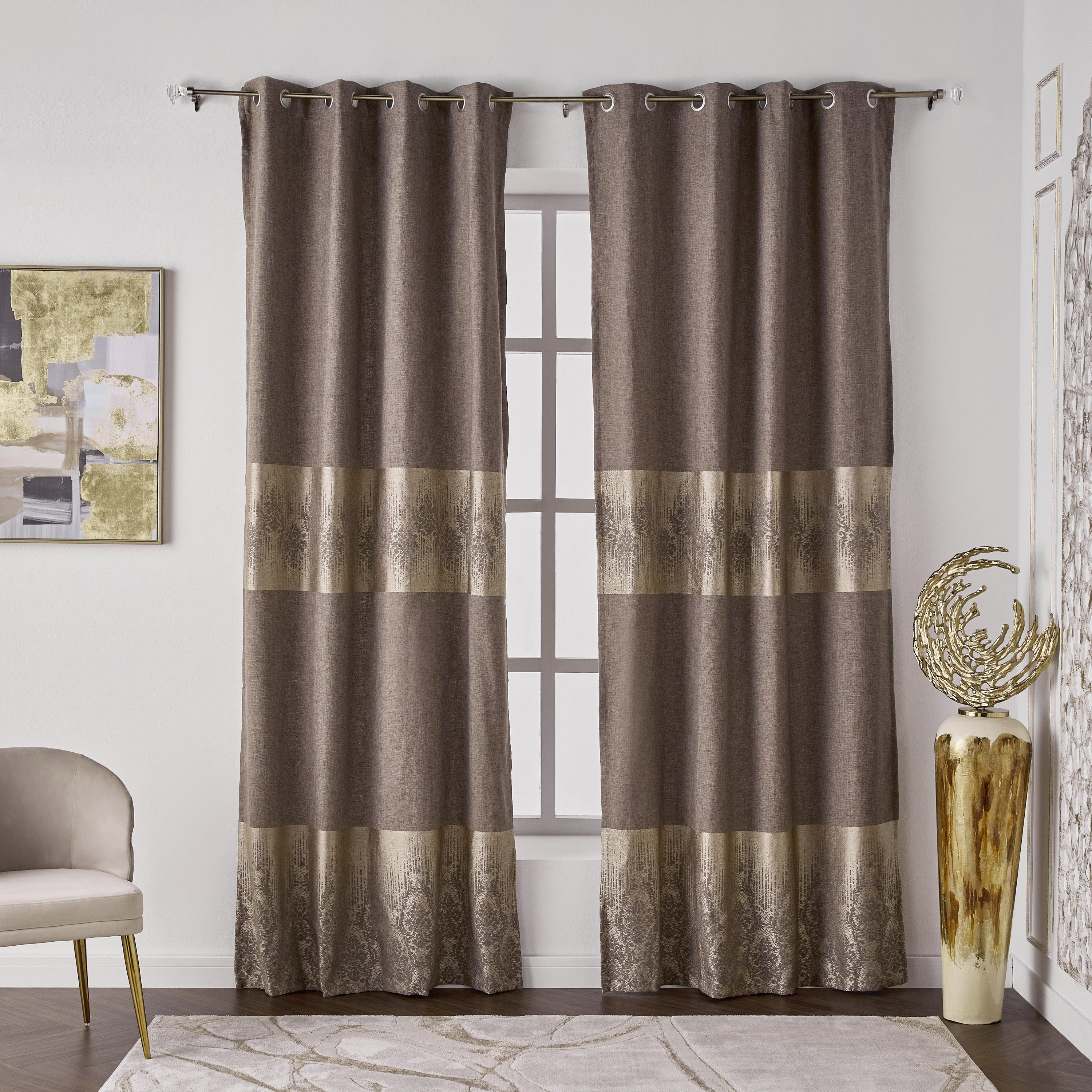 Shop Leo Linen Non Blackout Curtain - 135x290 cm | Homecentre Oman