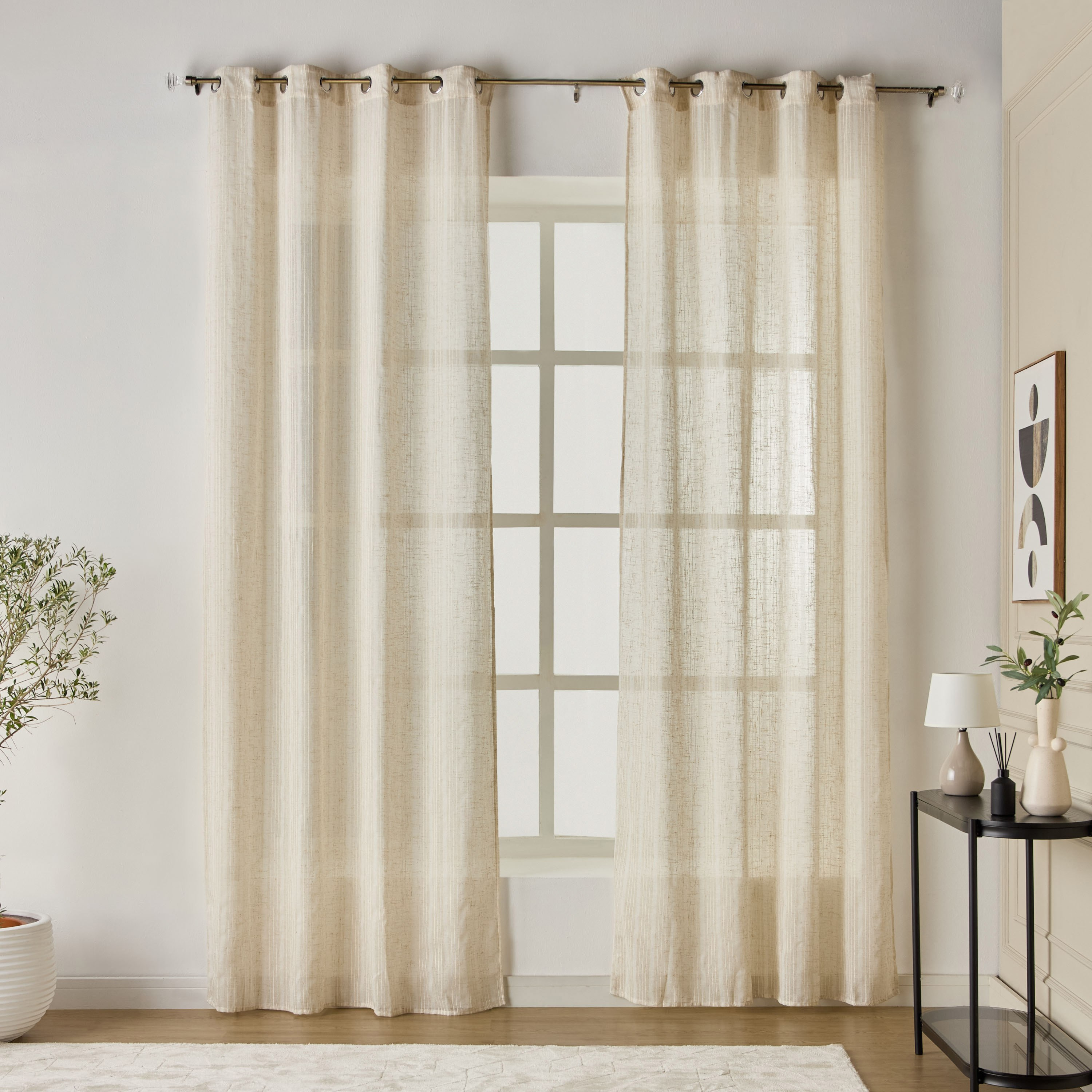 Shop Azra 2-Piece Sheer Curtain Set - 140x300 cm | Homecentre Oman