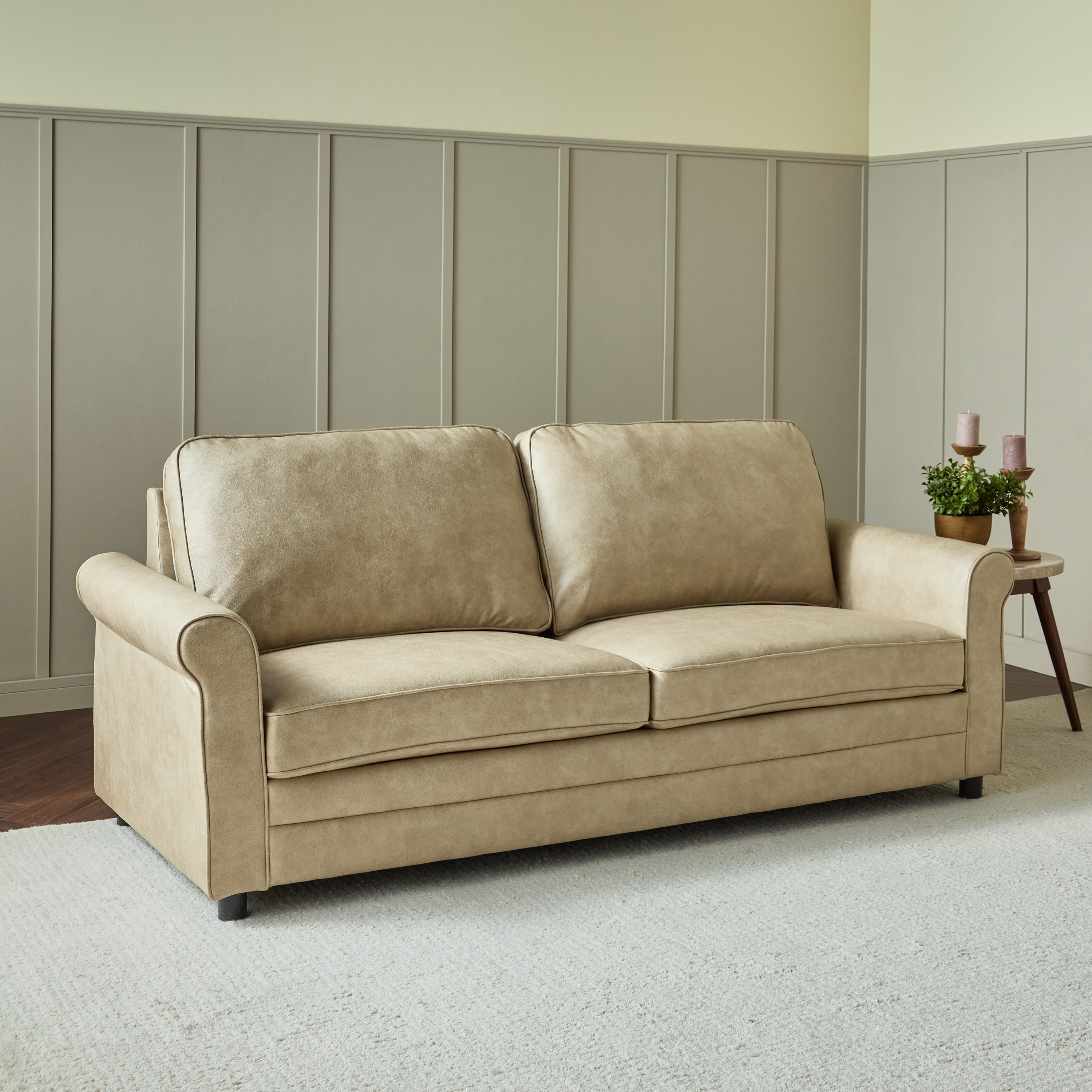 Shop Gary 3-Seater Faux Leather Sofa | Homecentre Oman