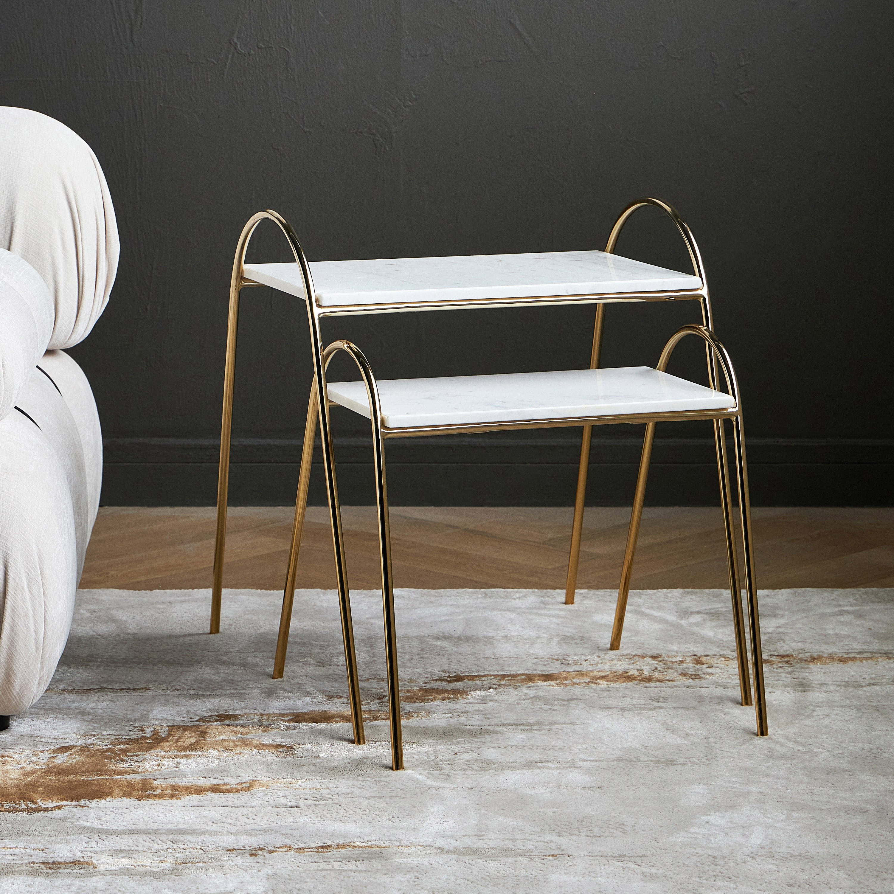Shop Zappa Marble Top Nesting Tables - Set of 2 | Home Centre UAE