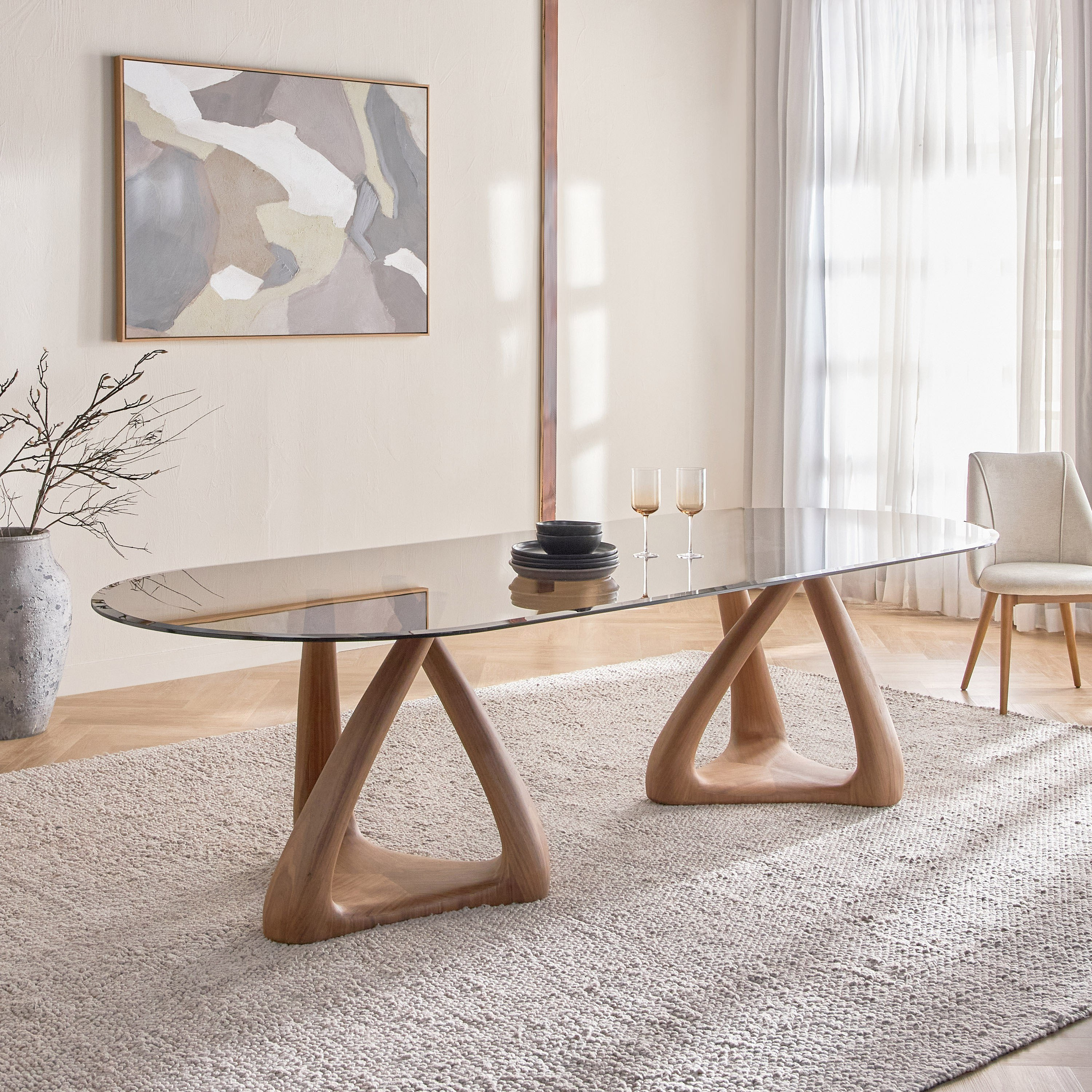 Shop Twist 8-Seater Glass Top Dining Table | Homecentre Oman