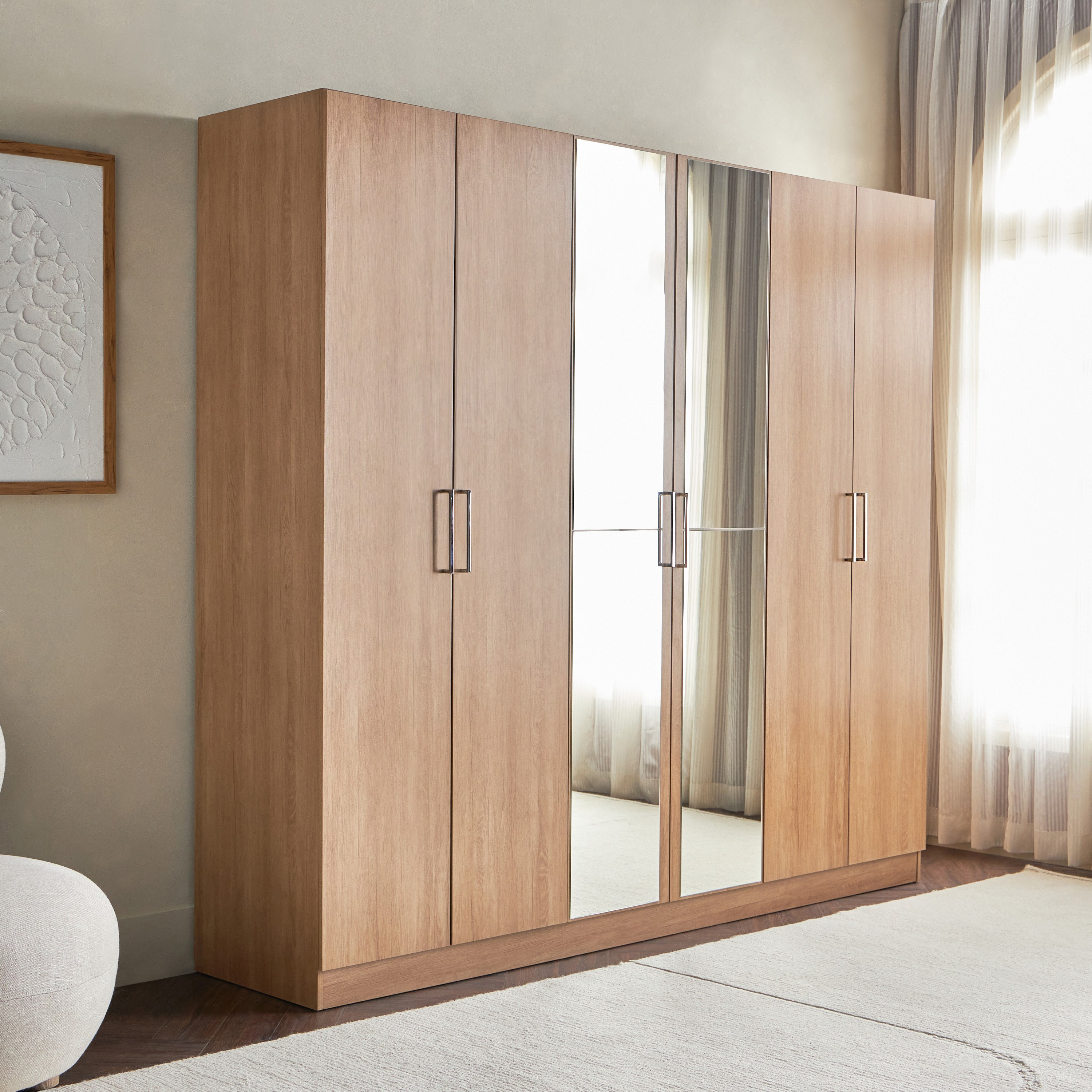 Shop Otis 6-Door Wardrobe with Mirror Online | Home Centre Qatar