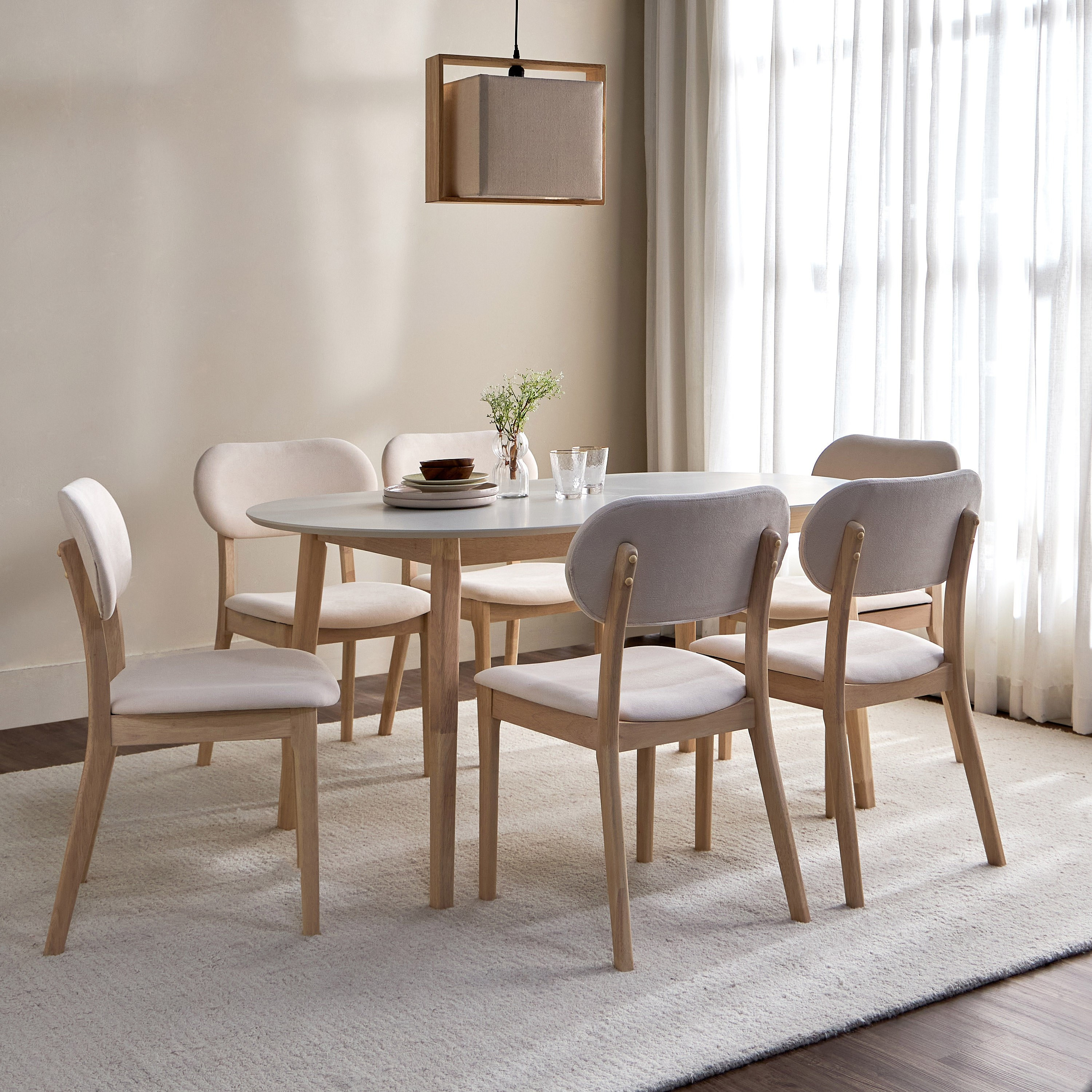 Shop Oldham 6-Seater Wooden Top Dining Set | Homecentre Egypt