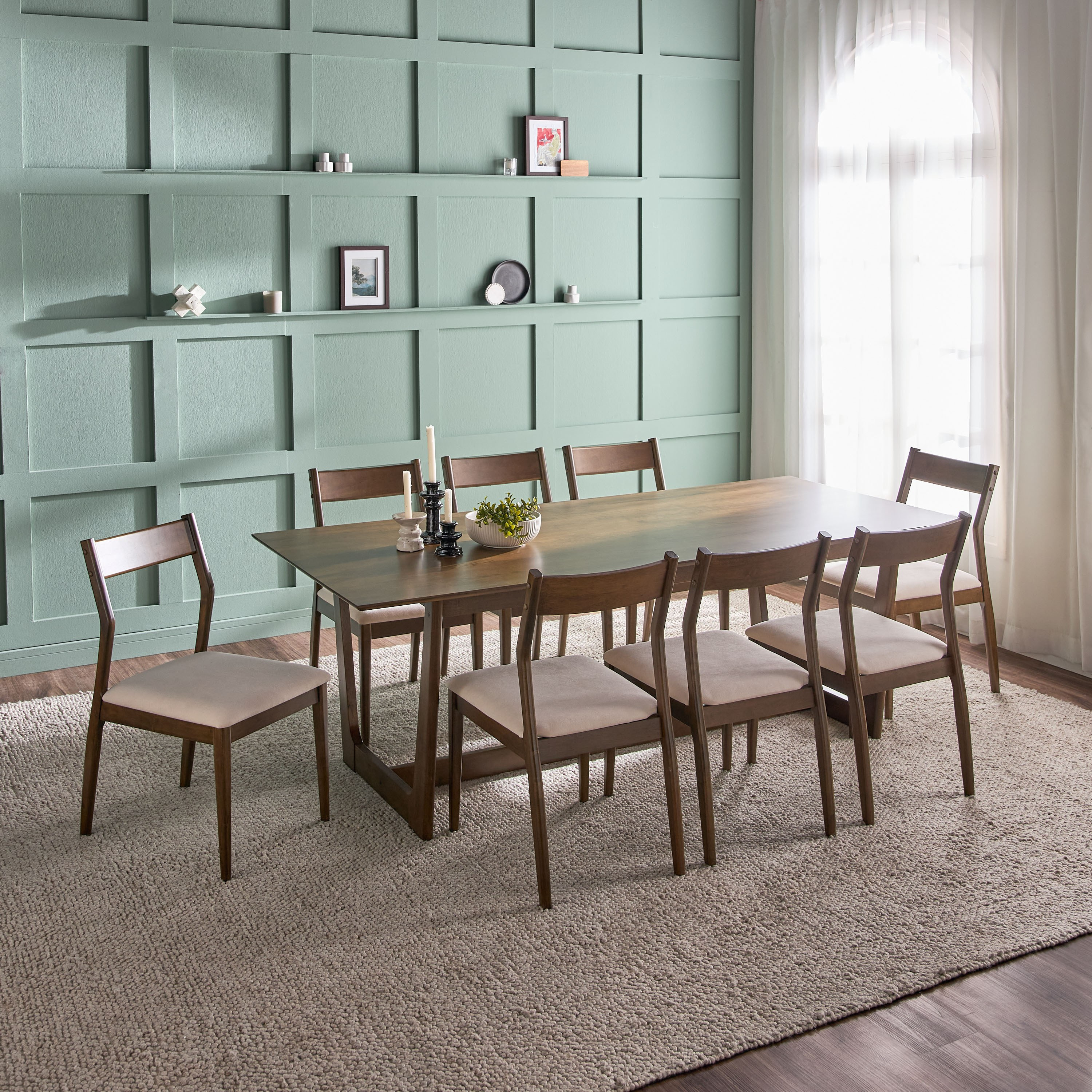 Shop Bunsen 8-Seater Wooden Top Dining Set | Home Centre KSA