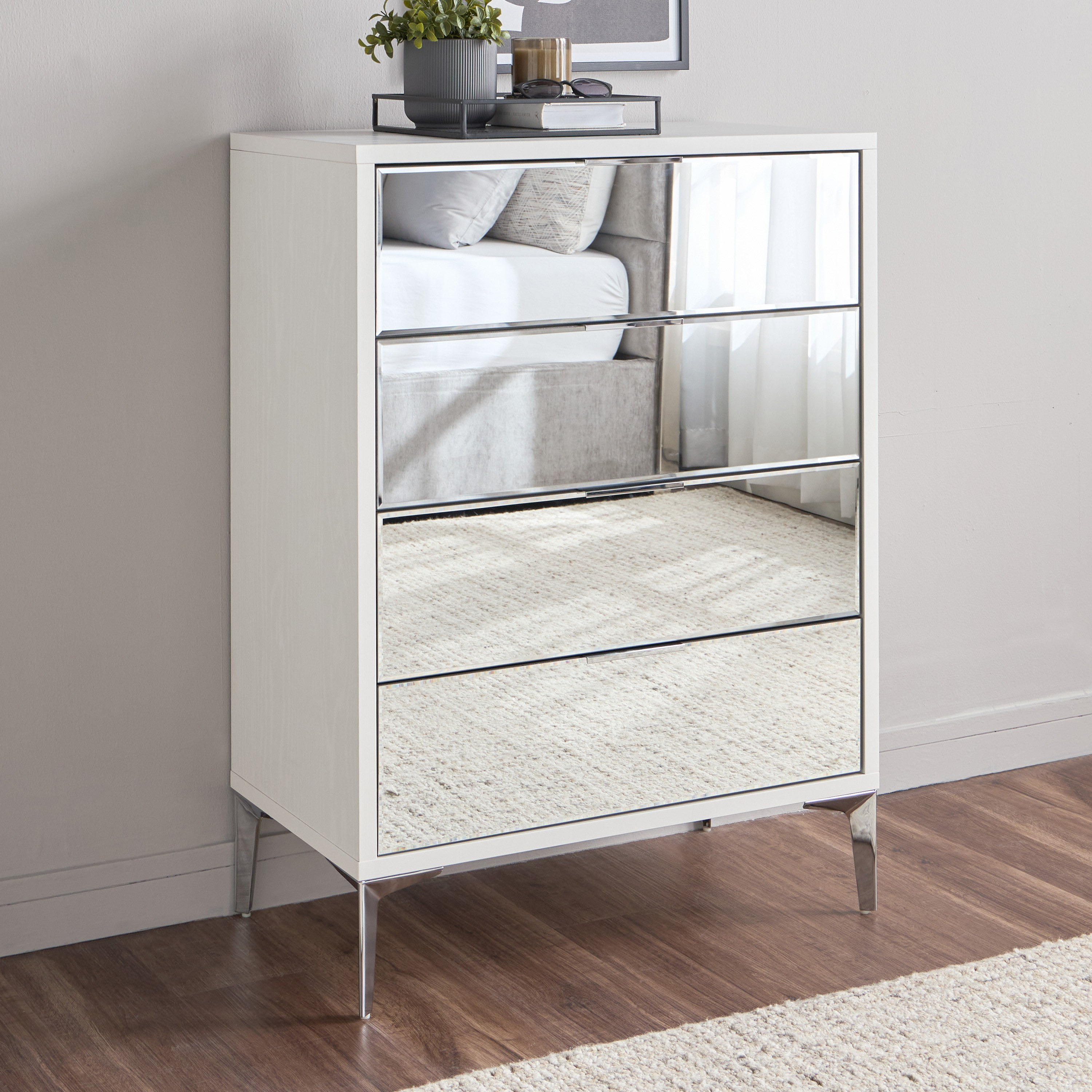 Florence 4 drawer mirrored chest store