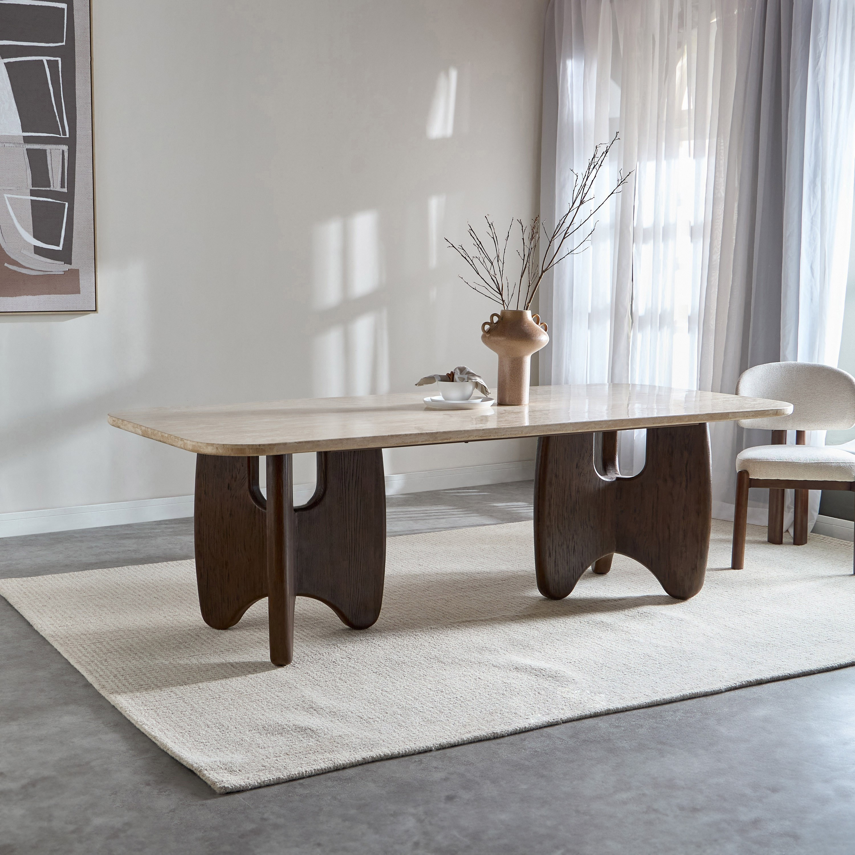 Shop Pebble 8-Seater Marble Top Dining Table | Home Centre UAE