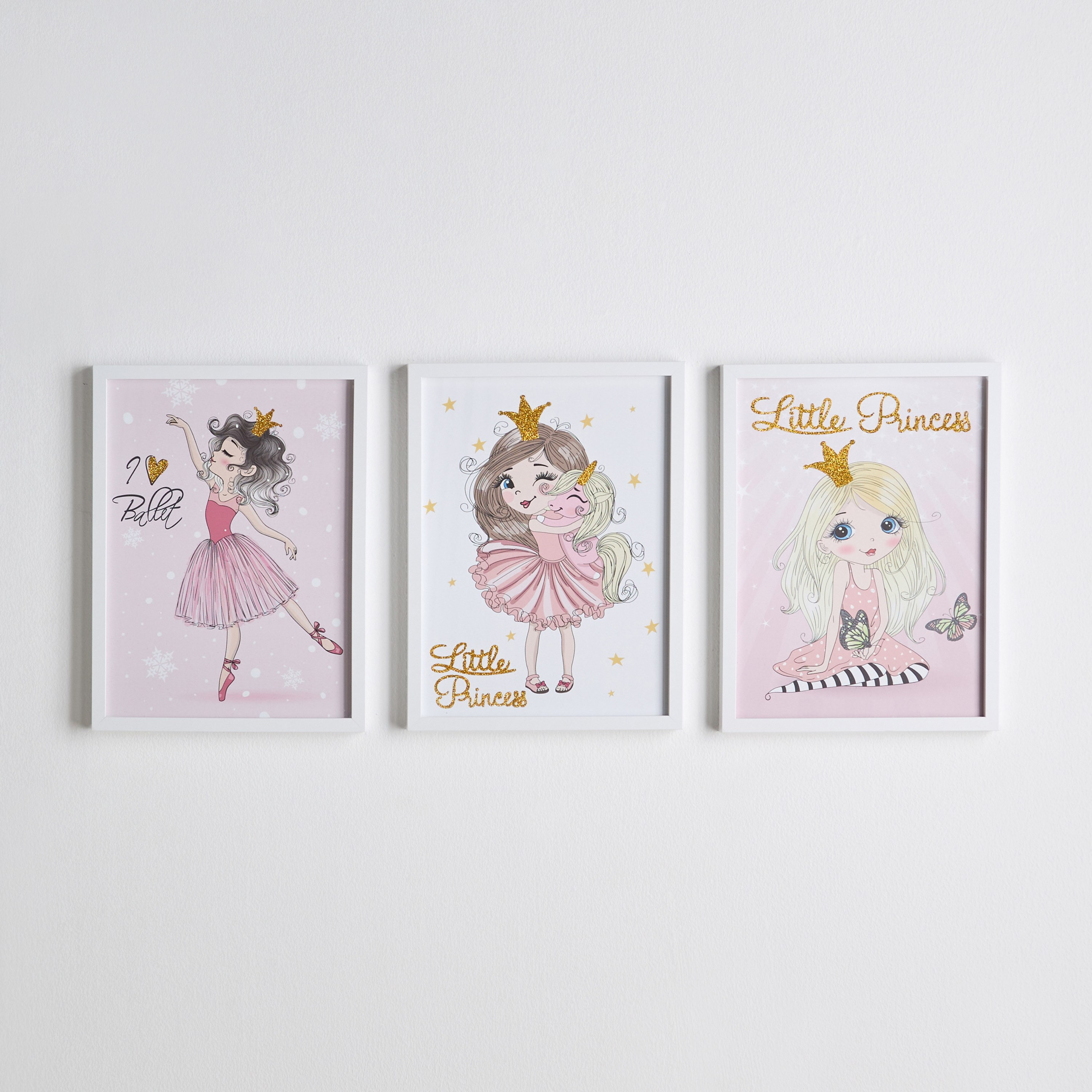 Shop Little Princess 3-Piece Framed Canvas Wall Art Set - 30x40 cm ...