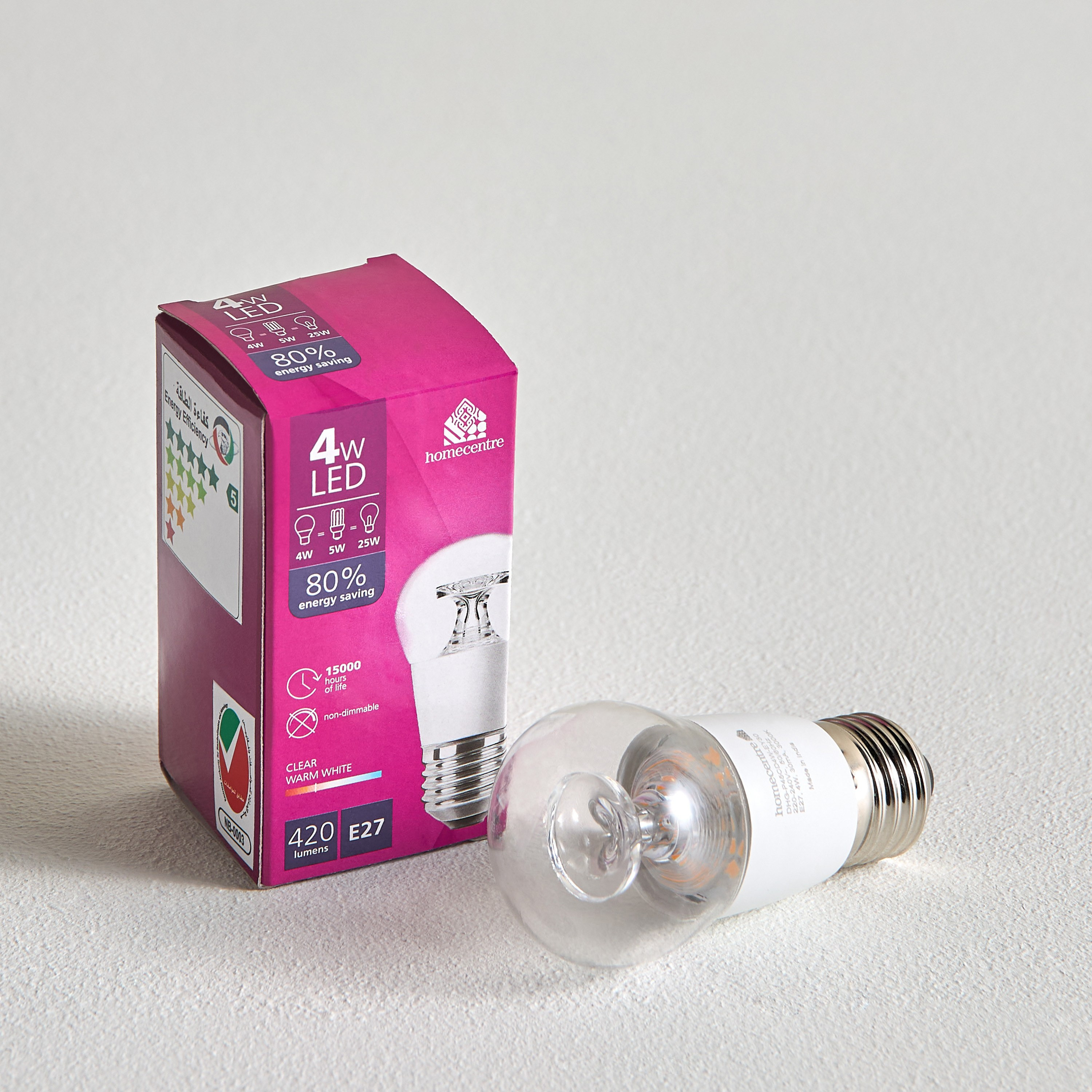 Shop LED Bulb - E27 4W 3000 Lumen Warm White | Homecentre Oman