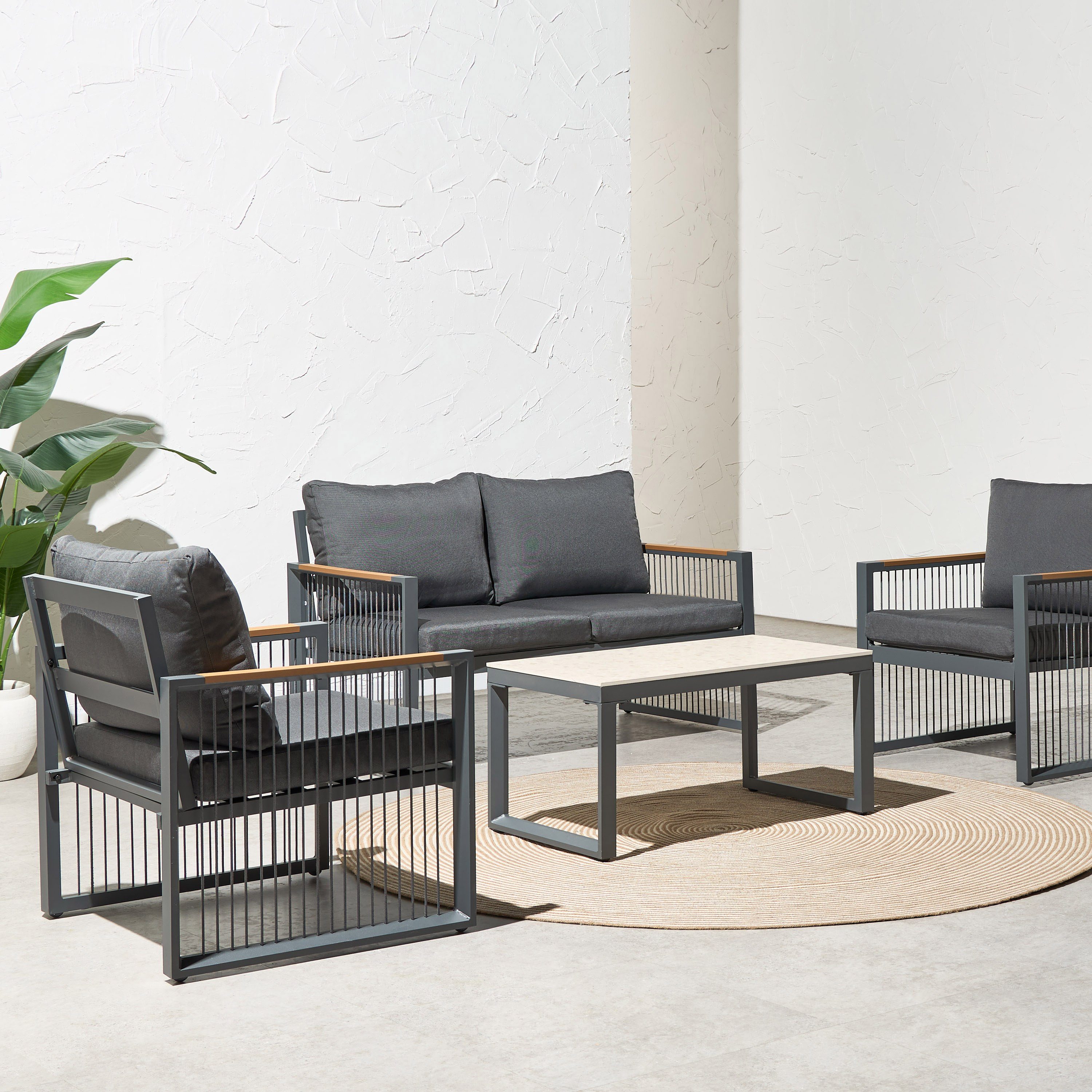 Shop Riva 4-Seater Outdoor Lounge Set with Table | Home Centre Kuwait