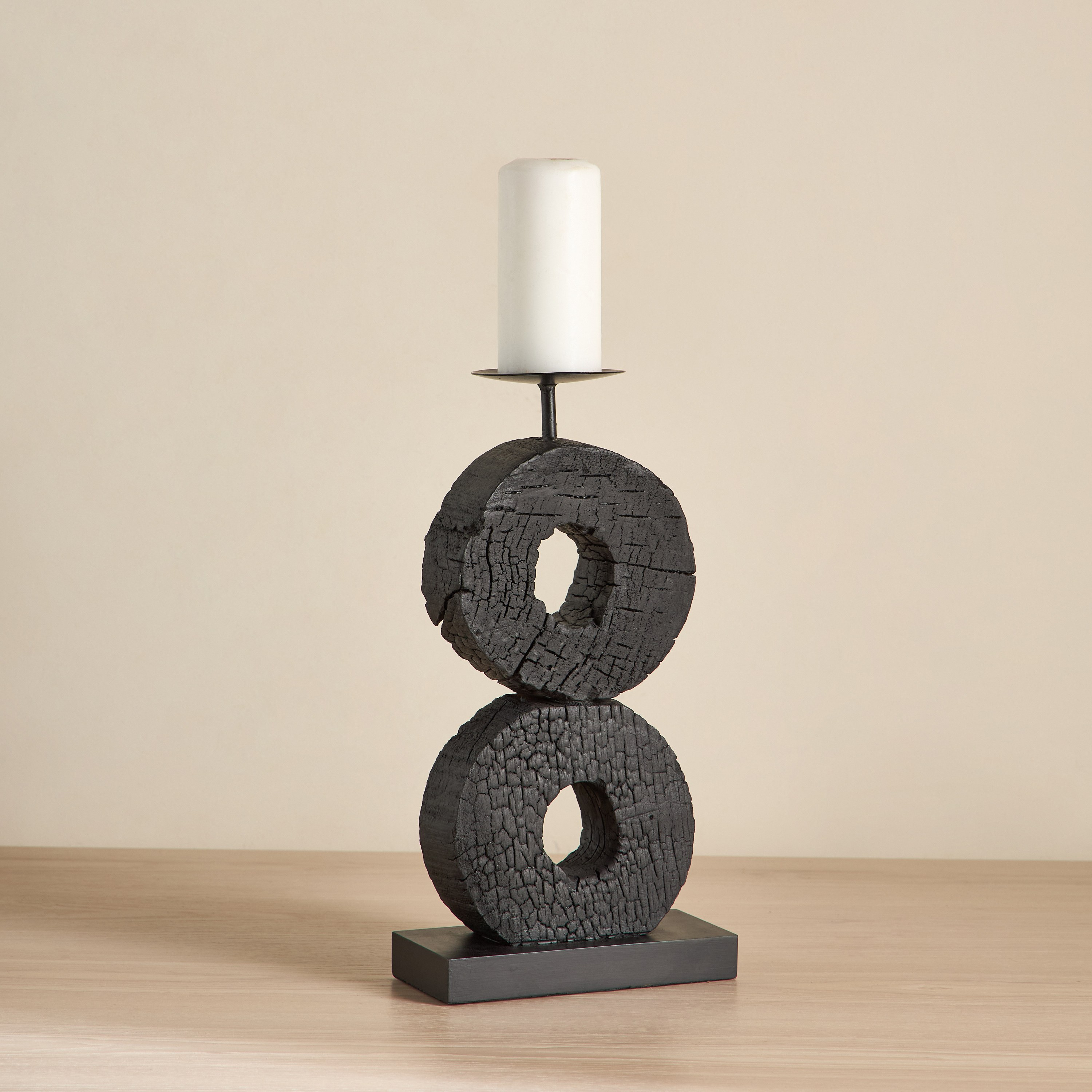 Shop Dole Charred Log Pillar Candleholder | Homecentre Egypt