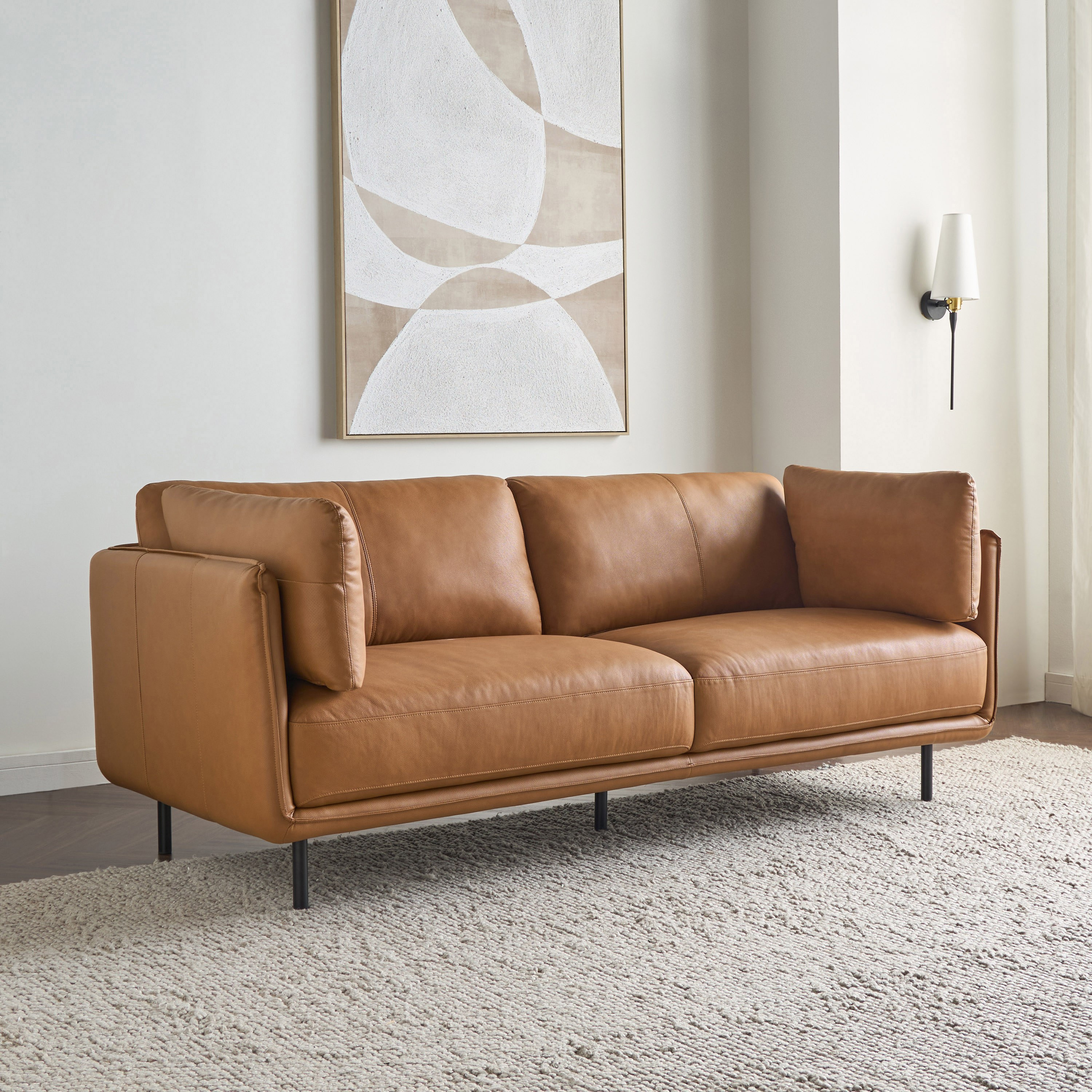Shop Regius 3 Seater Half Leather Sofa Homecentre Oman