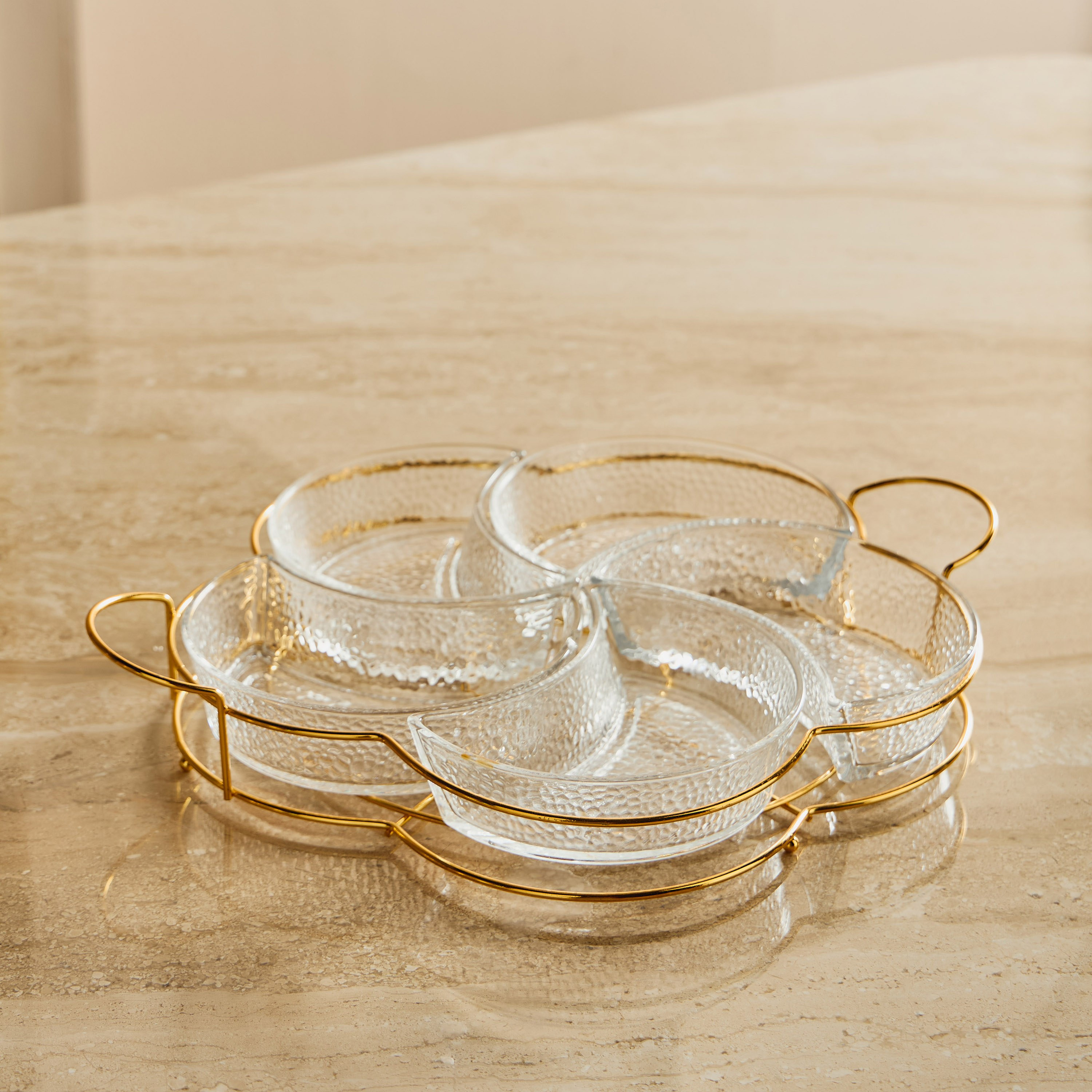 Buy Baris 5-Piece Glass Appetizer Plate Set with Stand - 400 ml Online ...