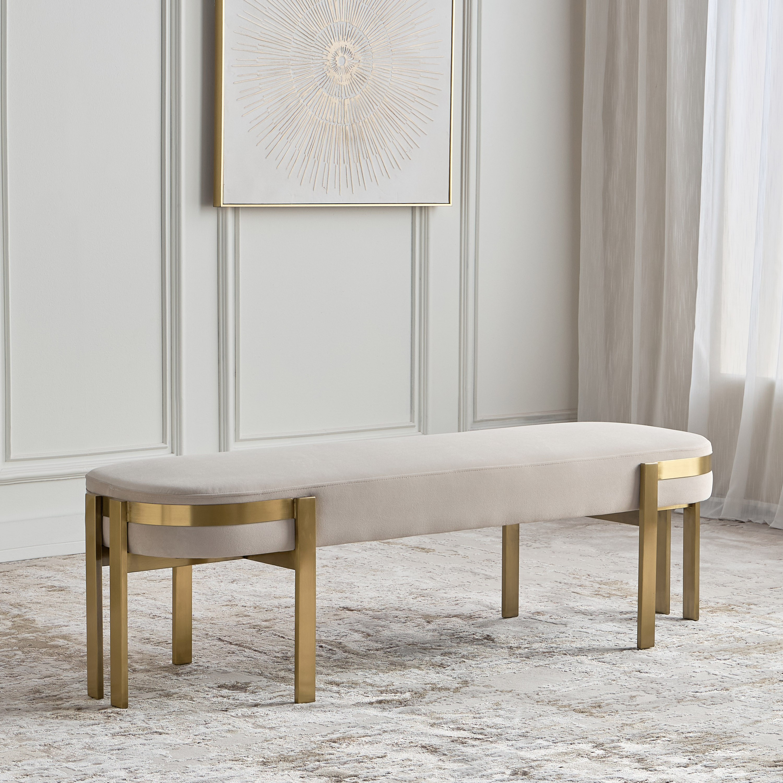 Shop Refined Vintage Velvet Bench | Home Centre UAE
