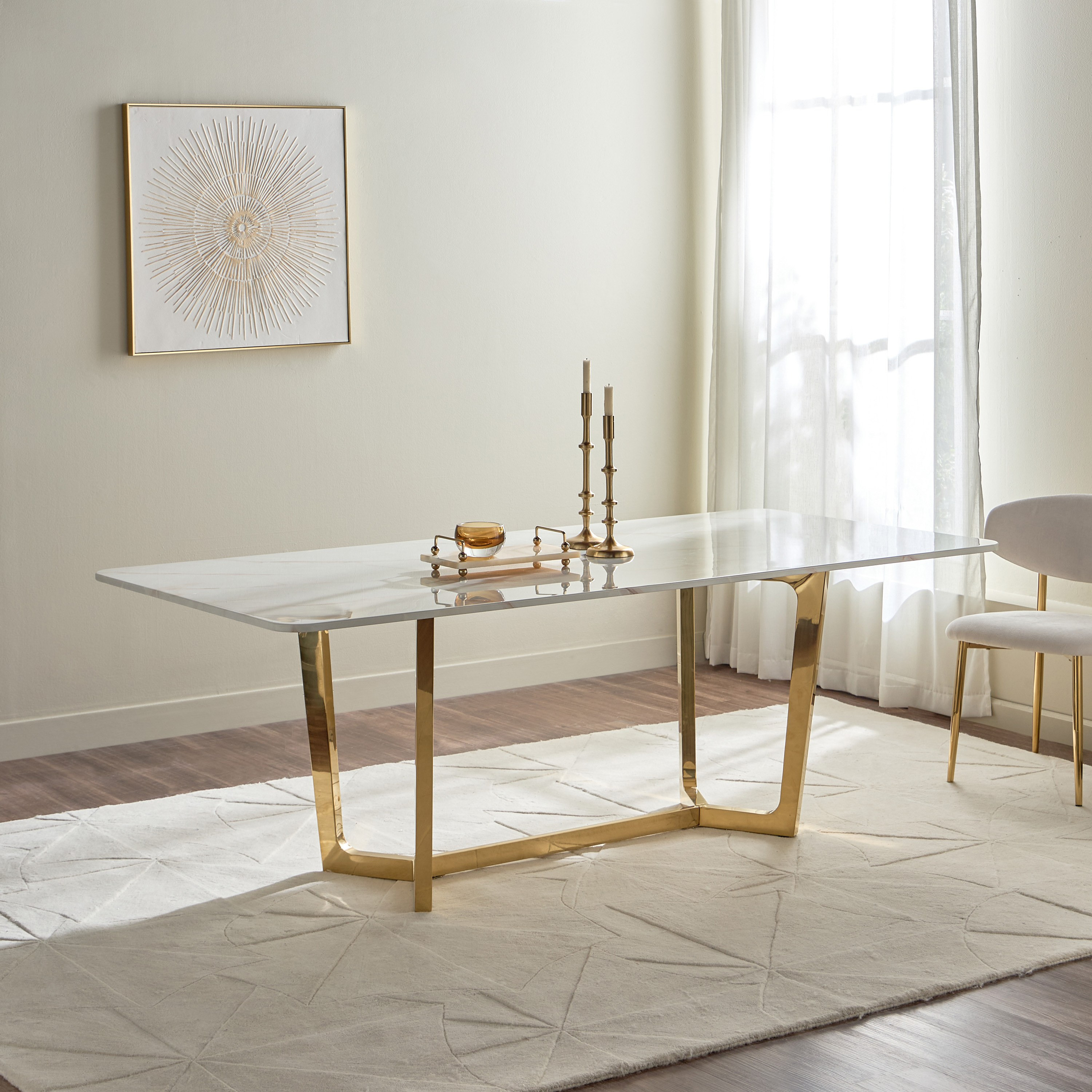 Shop Dalton 8-Seater Marble Top Dining Table | Homecentre Oman
