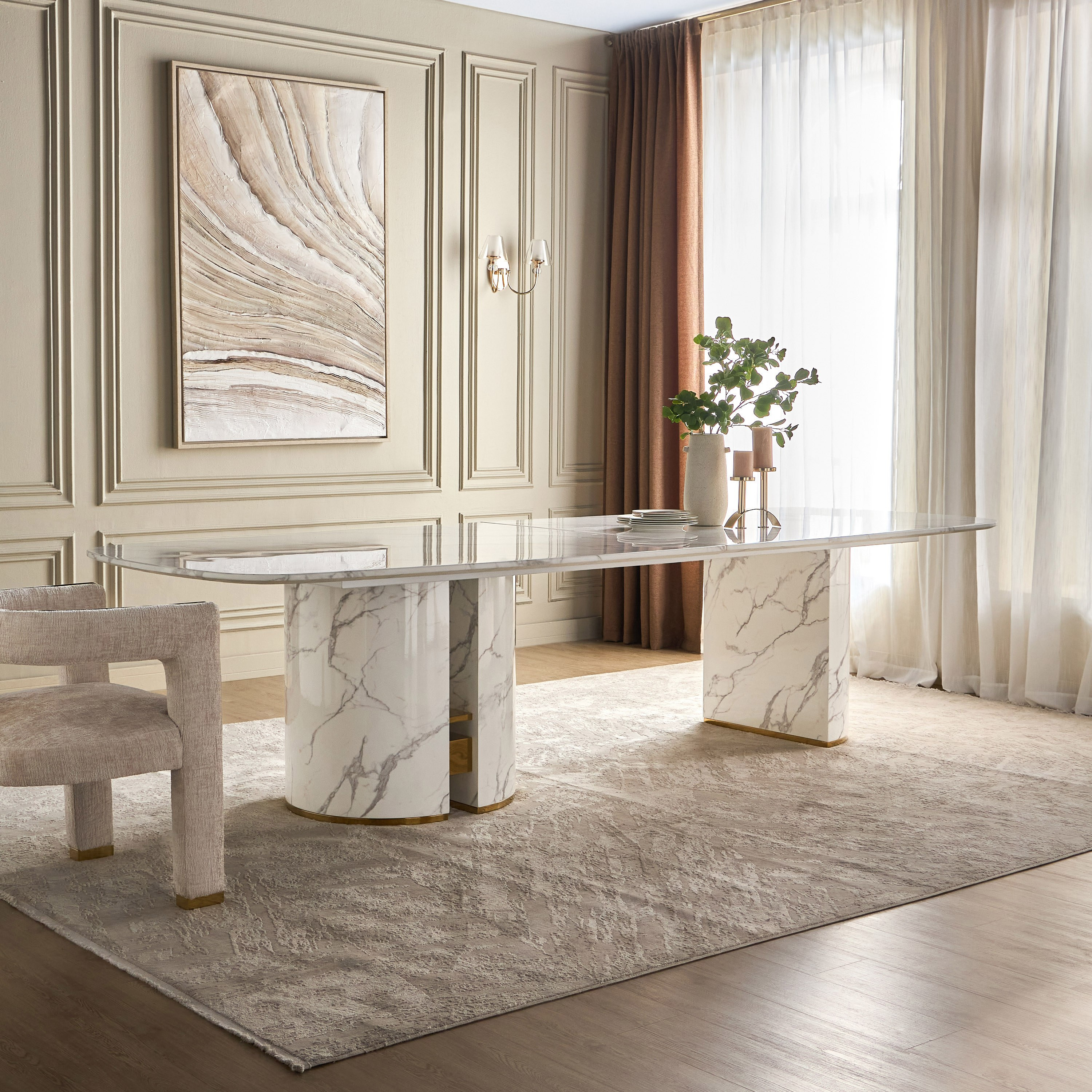 Shop Milana 10-Seater Marble Top Dining Table | Home Centre UAE